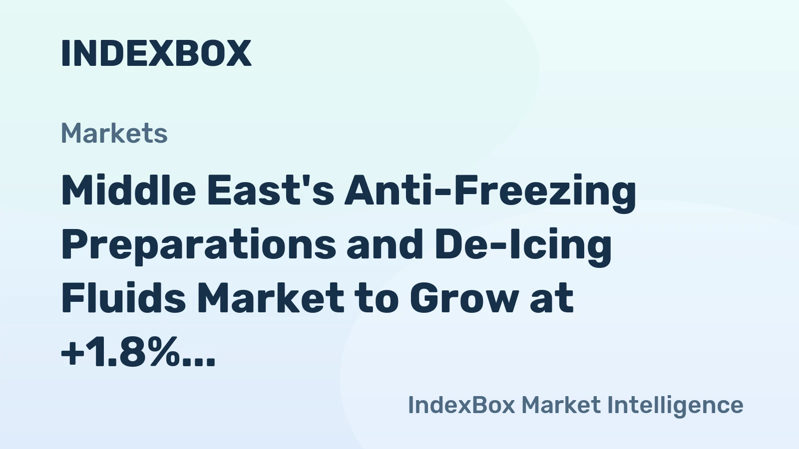Middle East's Anti-Freezing Preparations and De-Icing Fluids Market to Grow at +1.8% CAGR, Reaching 399K tons by 2035