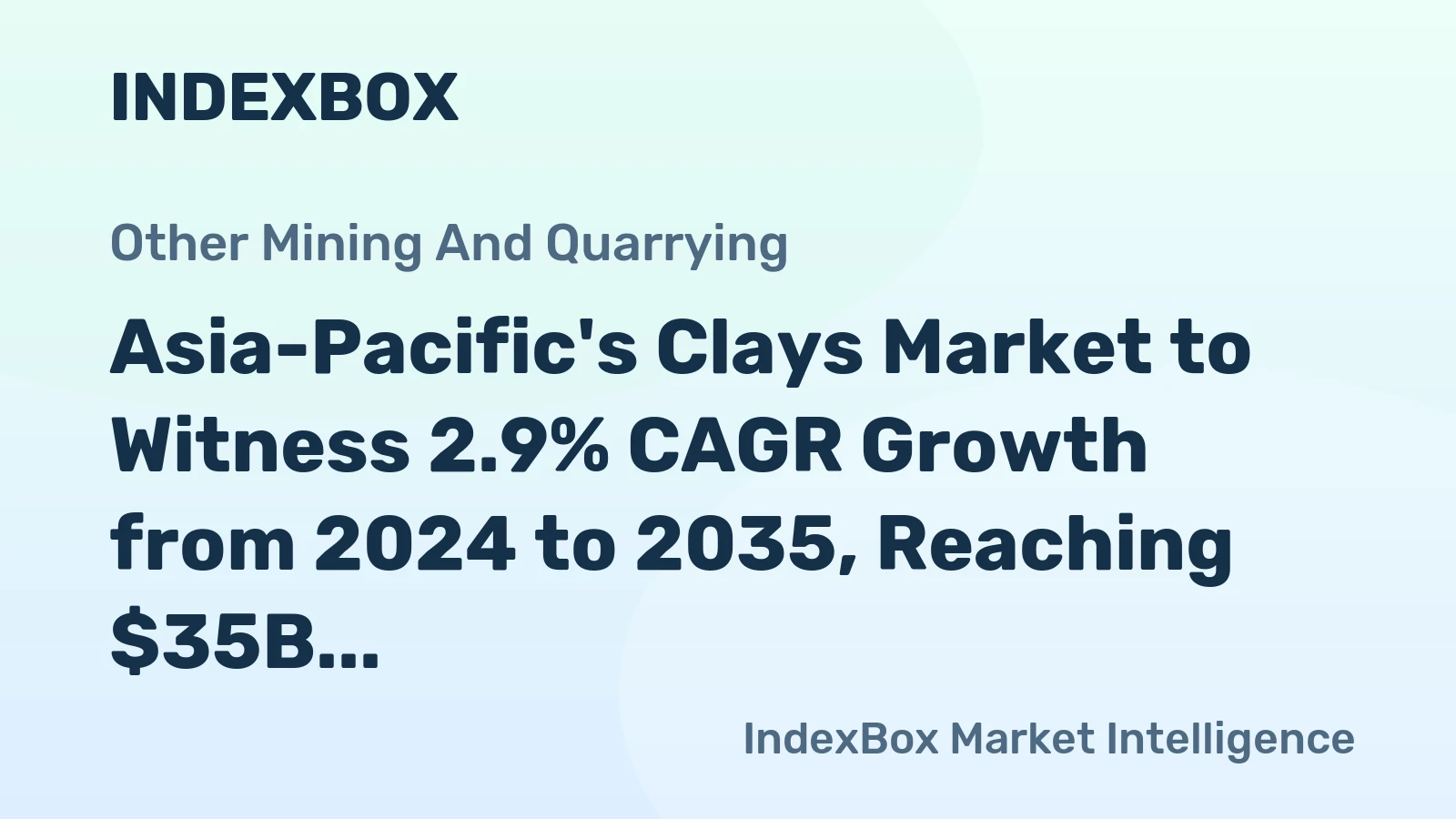 Asia-Pacific's Clays Market to Witness 2.9% CAGR Growth from 2024 to 2035, Reaching $35B by 2035