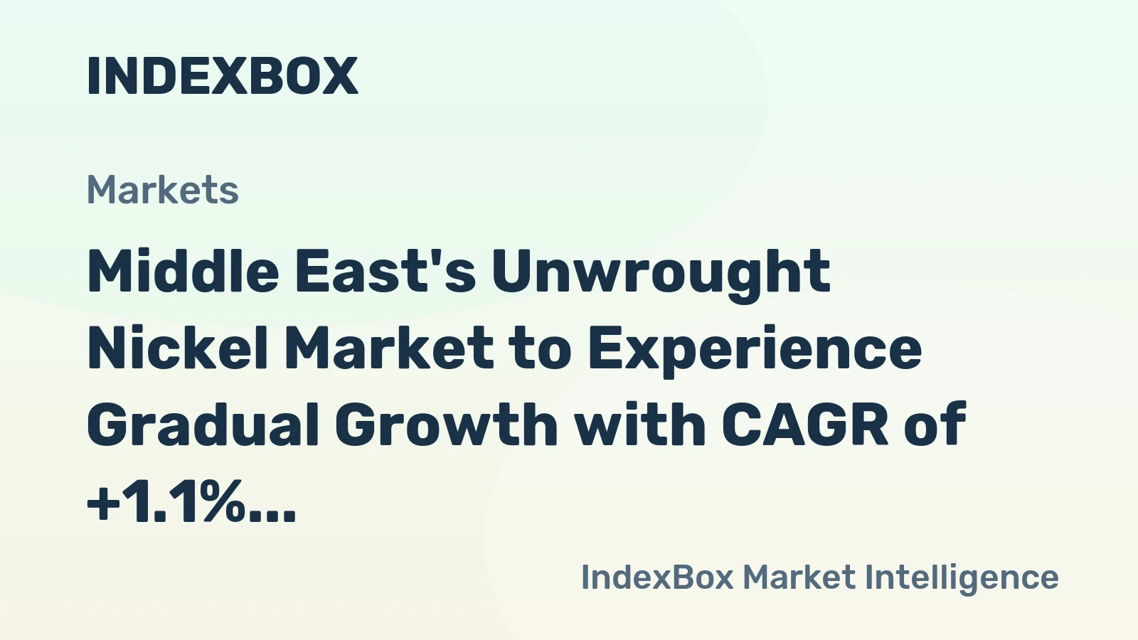 Middle East's Unwrought Nickel Market to Experience Gradual Growth with CAGR of +1.1% from 2024 to 2035