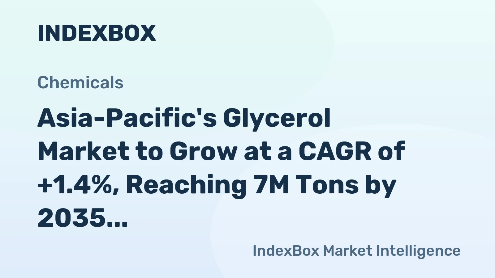 Asia-Pacific's Glycerol Market to Grow at a CAGR of +1.4%, Reaching 7M Tons by 2035
