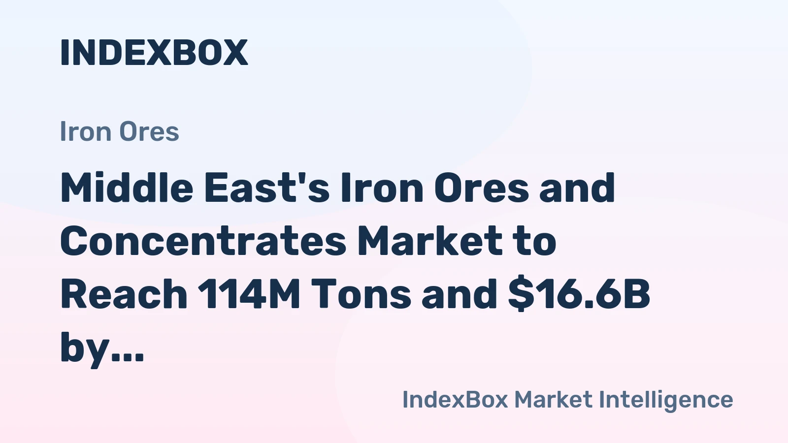 Middle East's Iron Ores and Concentrates Market to Reach 114M Tons and $16.6B by 2035, Forecast Shows