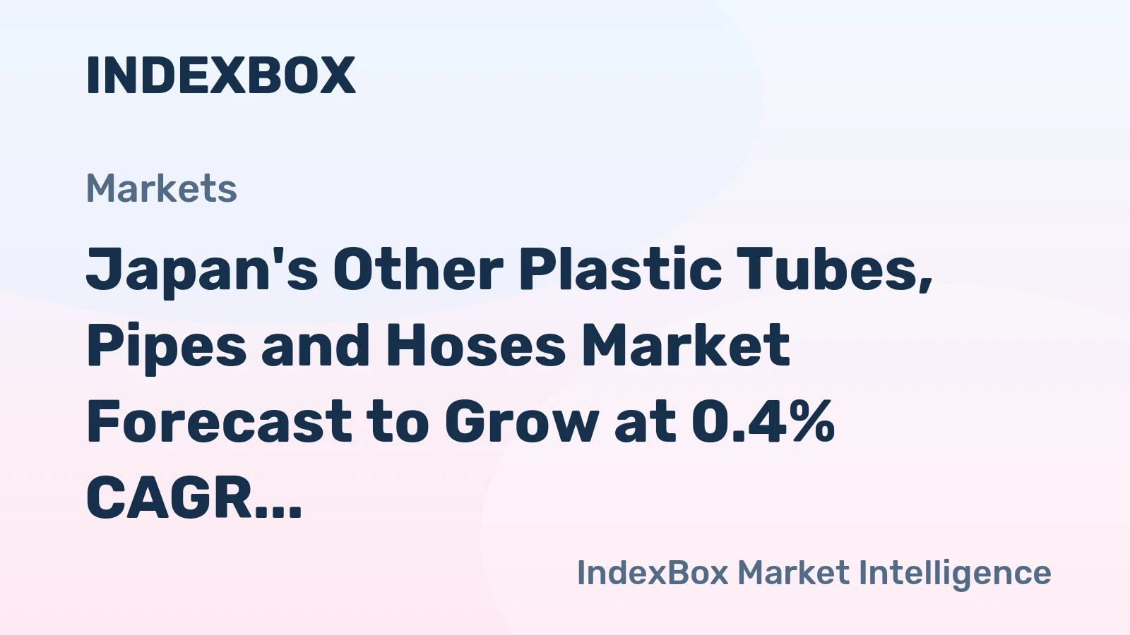 Japan's Other Plastic Tubes, Pipes and Hoses Market Forecast to Grow at 0.4% CAGR