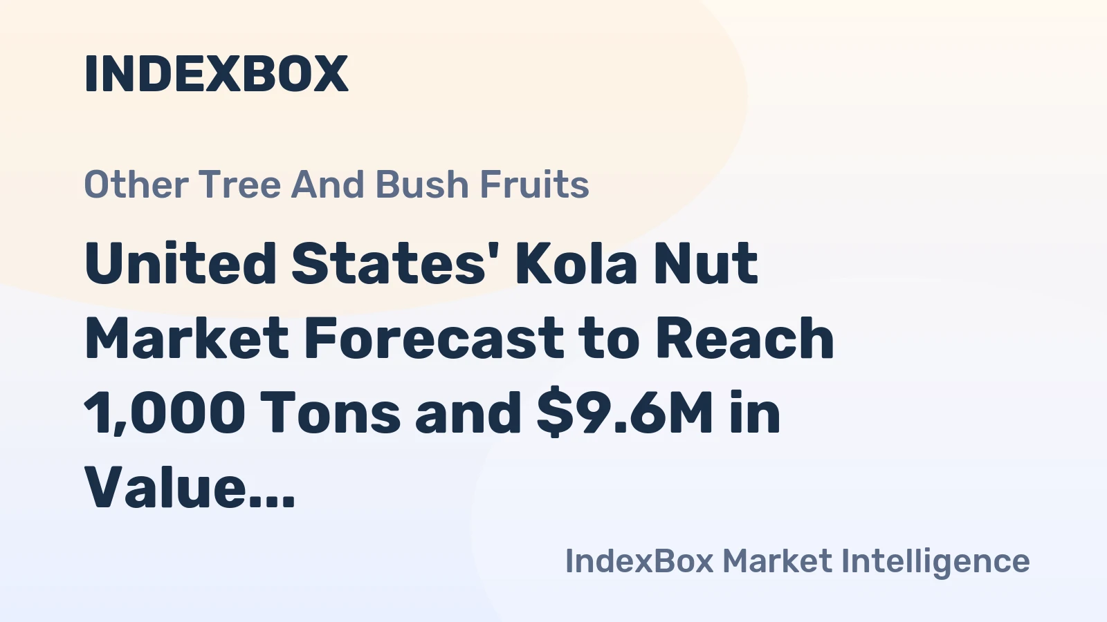 United States' Kola Nut Market Forecast to Reach 1,000 Tons and $9.6M in Value