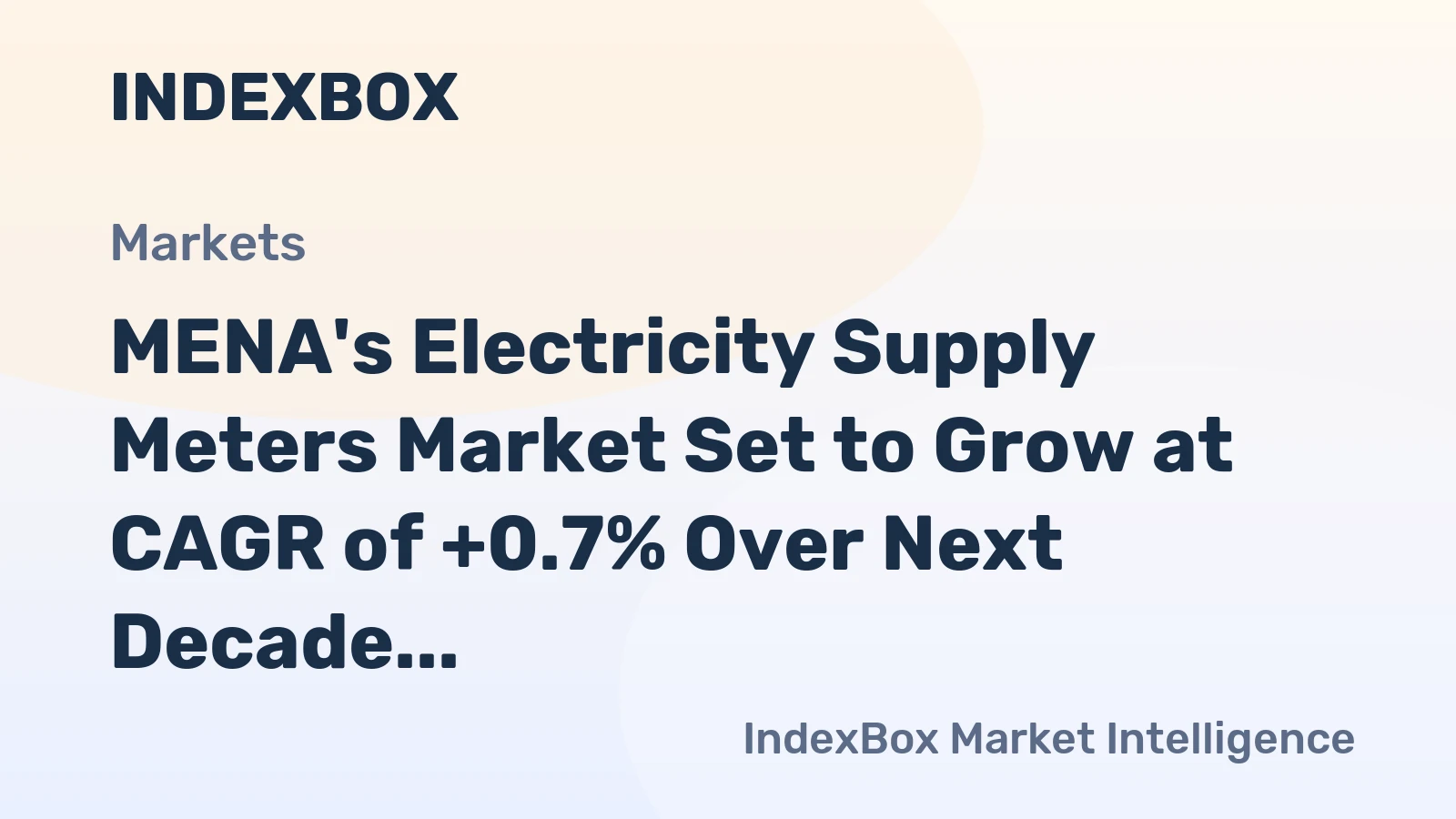 MENA's Electricity Supply Meters Market Set to Grow at CAGR of +0.7% Over Next Decade