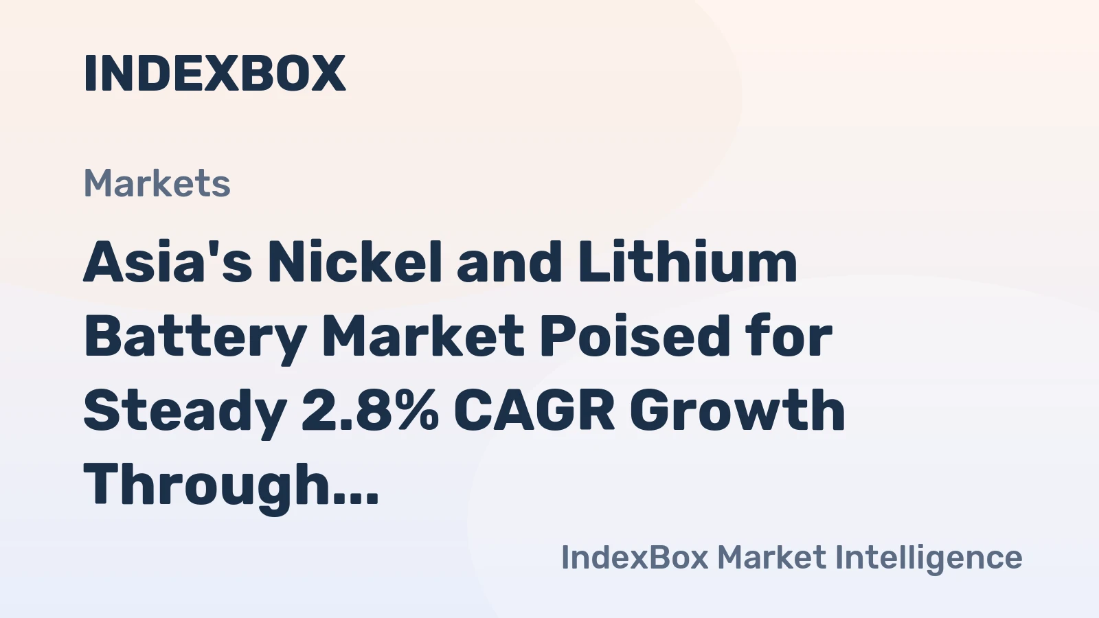 Asia's Nickel and Lithium Battery Market Poised for Steady 2.8% CAGR Growth Through 2035