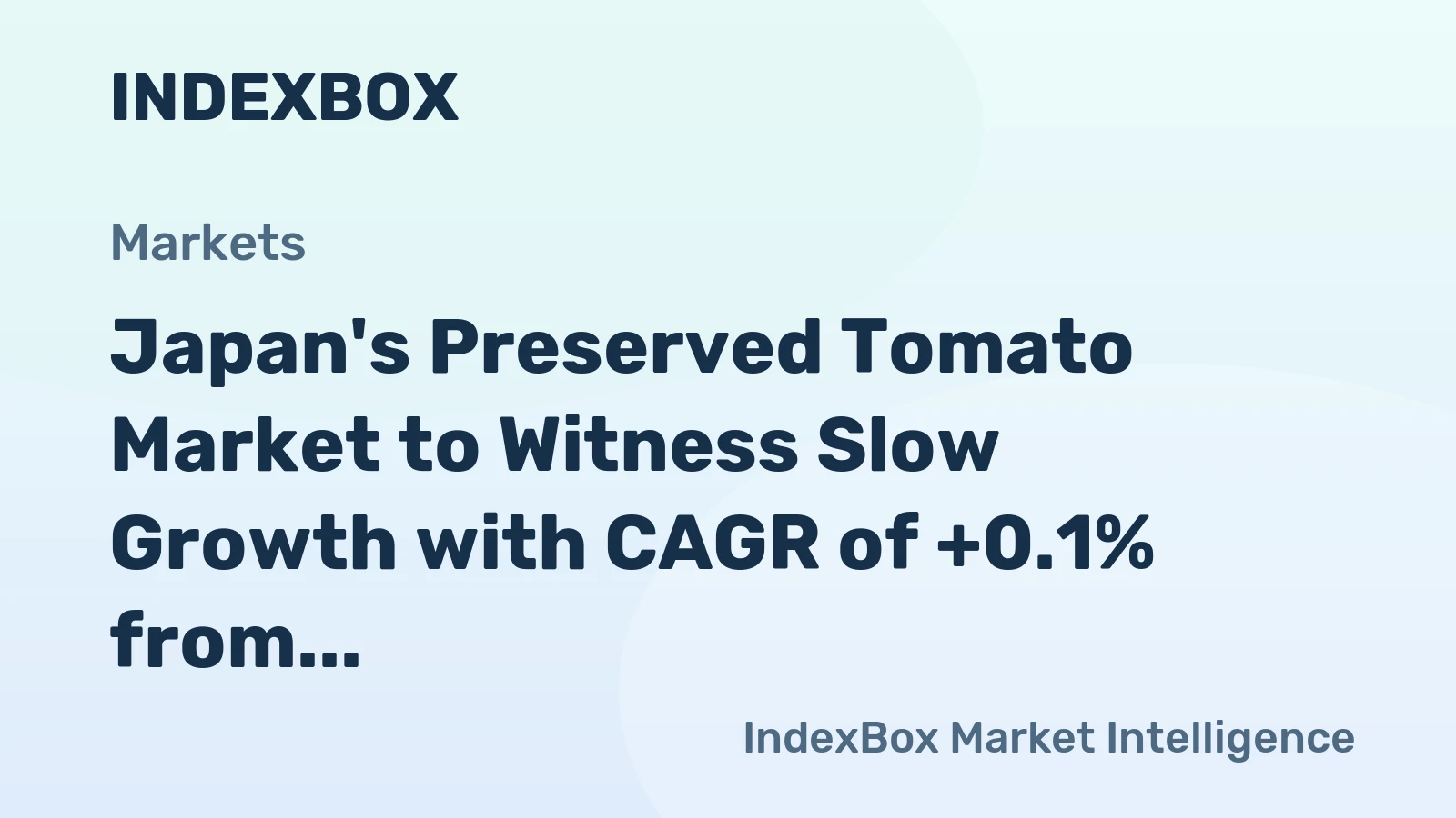 Japan's Preserved Tomato Market to Witness Slow Growth with CAGR of +0.1% from 2024 to 2035