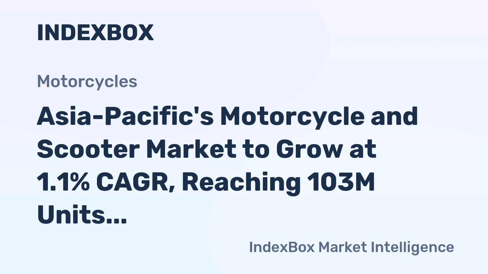 Asia-Pacific's Motorcycle and Scooter Market to Grow at 1.1% CAGR, Reaching 103M Units by 2035