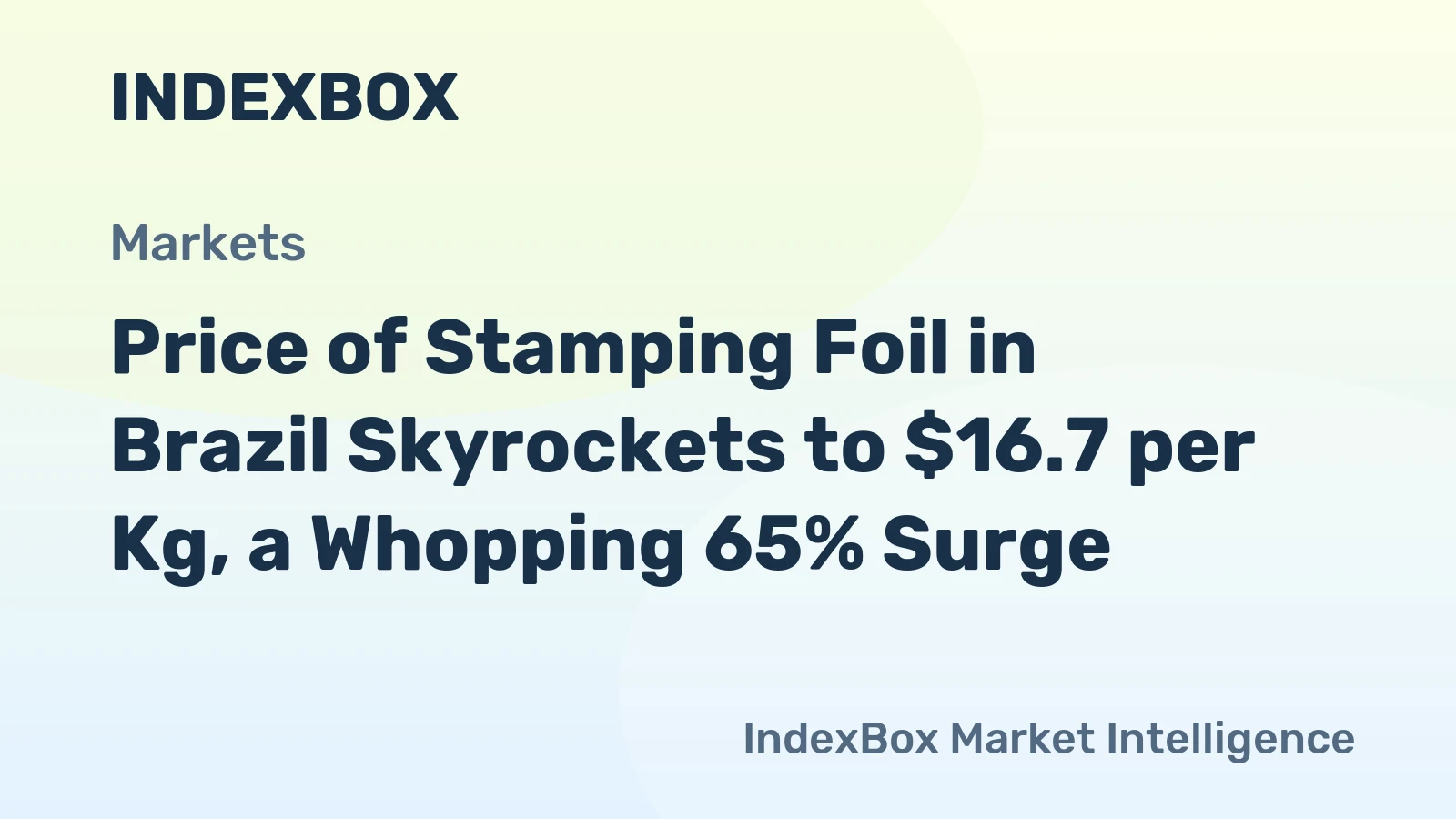 Price of Stamping Foil in Brazil Skyrockets to $16.7 per Kg, a Whopping 65% Surge