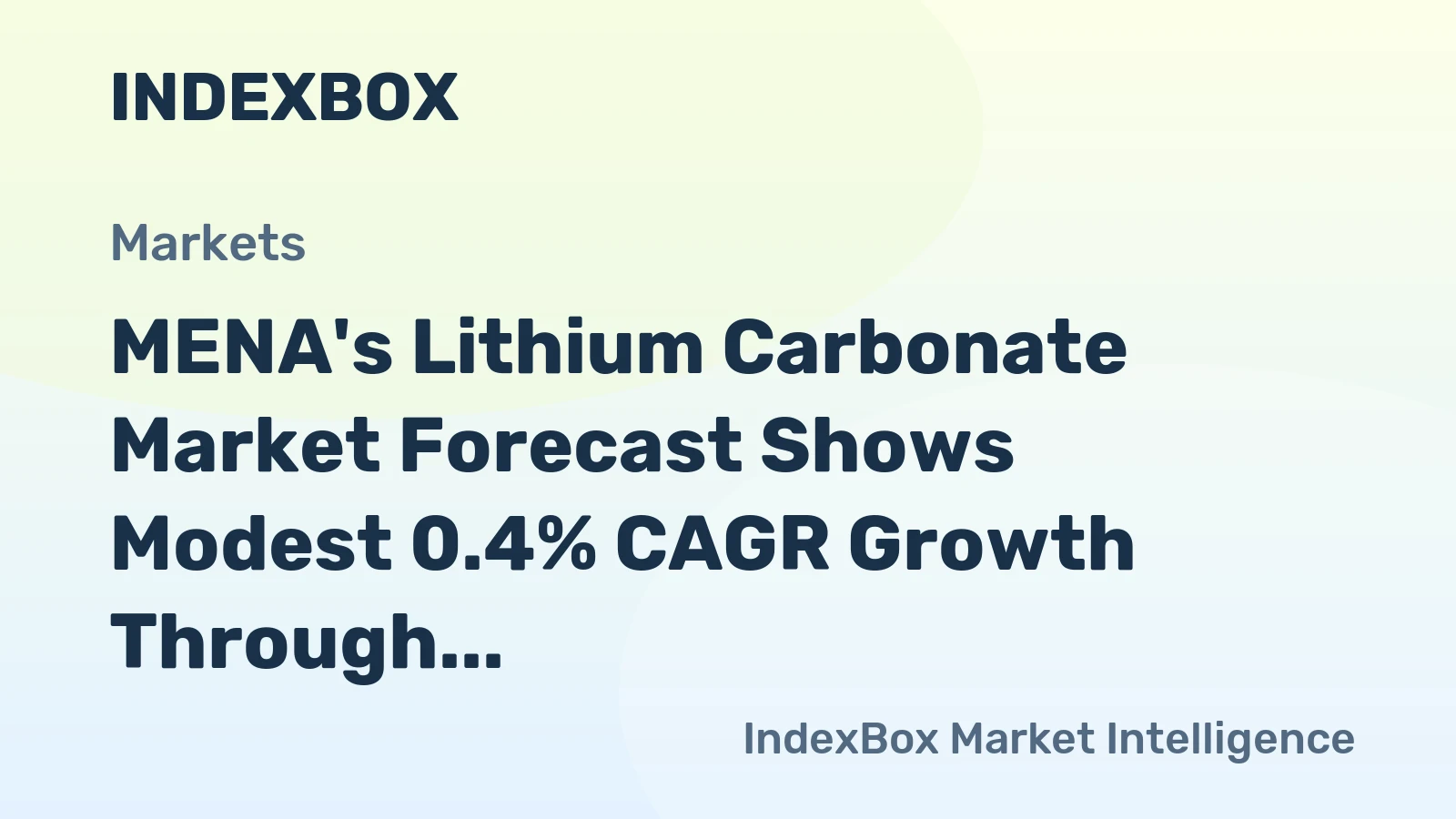 MENA's Lithium Carbonate Market Forecast Shows Modest 0.4% CAGR Growth Through 2035