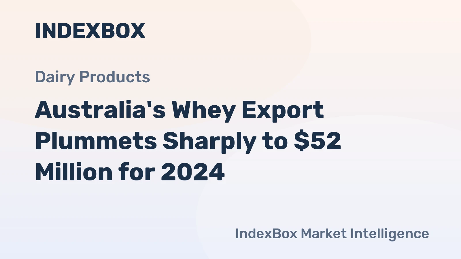 Australia's Whey Export Plummets Sharply to $52 Million for 2024