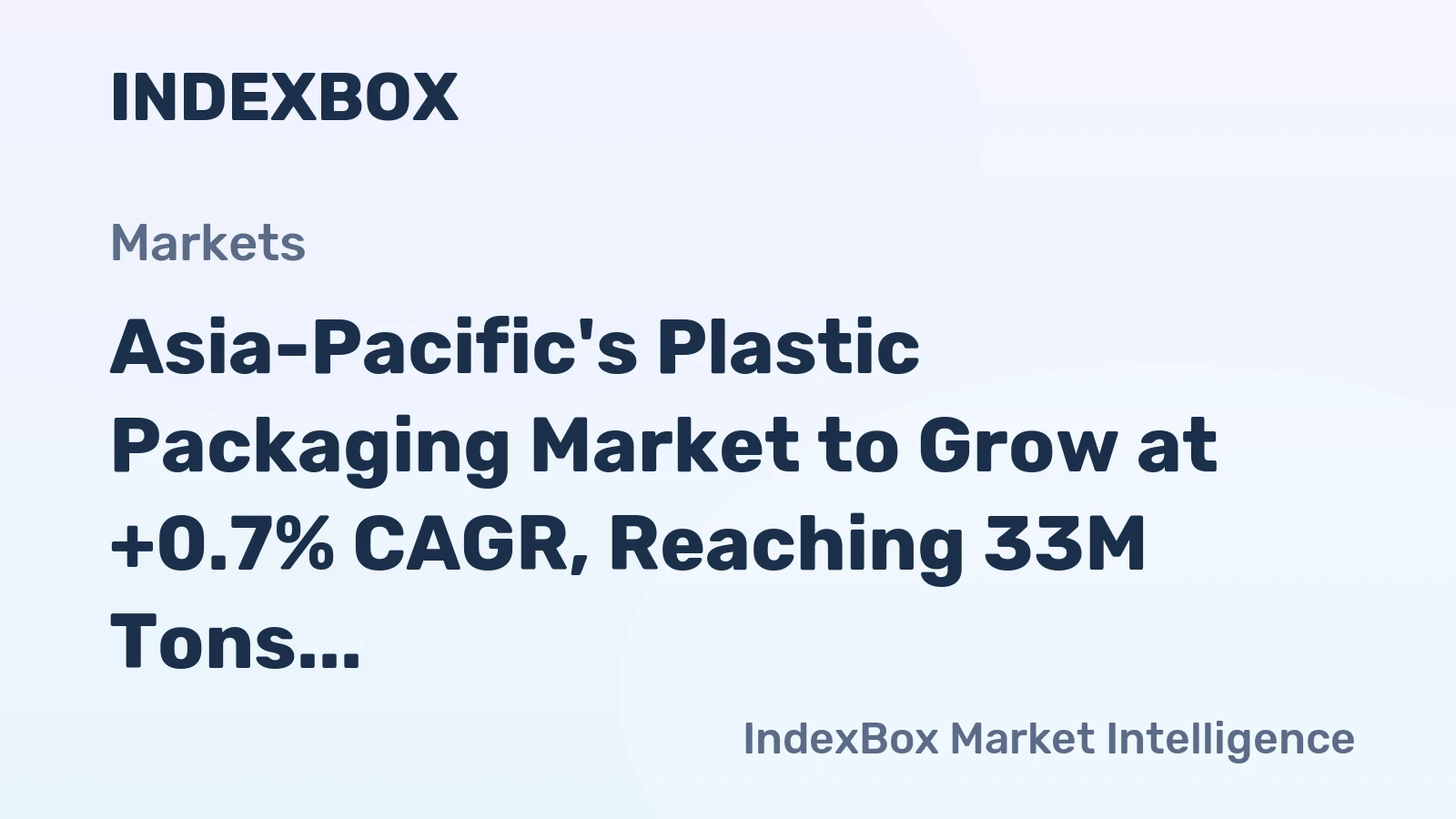 Asia-Pacific's Plastic Packaging Market to Grow at +0.7% CAGR, Reaching 33M Tons by 2035