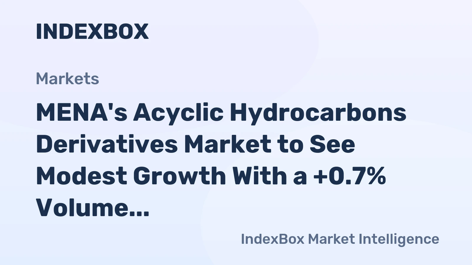MENA's Acyclic Hydrocarbons Derivatives Market to See Modest Growth With a +0.7% Volume CAGR
