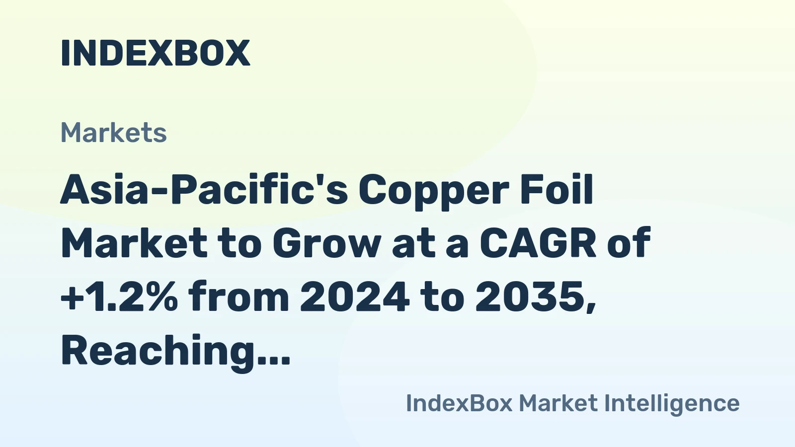Asia-Pacific's Copper Foil Market to Grow at a CAGR of +1.2% from 2024 to 2035, Reaching 456K Tons