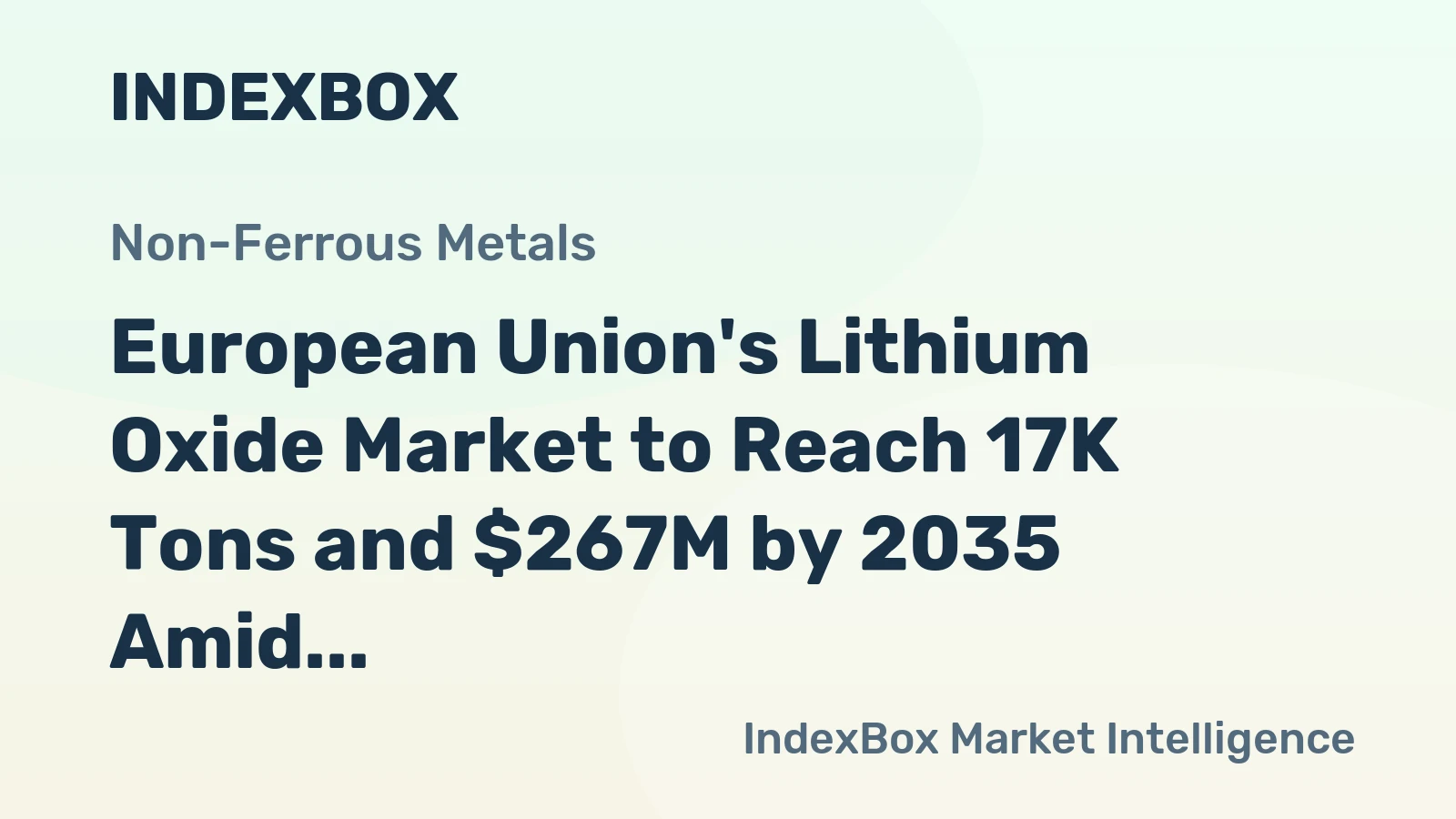 European Union's Lithium Oxide Market to Reach 17K Tons and $267M by 2035 Amid Steady Growth