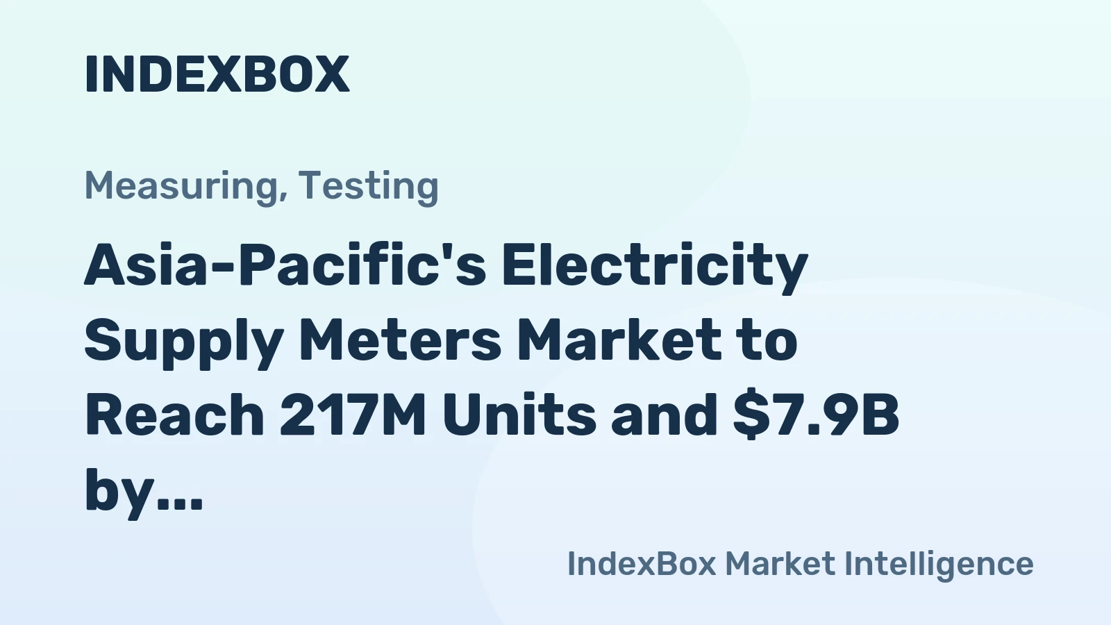 Asia-Pacific's Electricity Supply Meters Market to Reach 217M Units and $7.9B by 2035