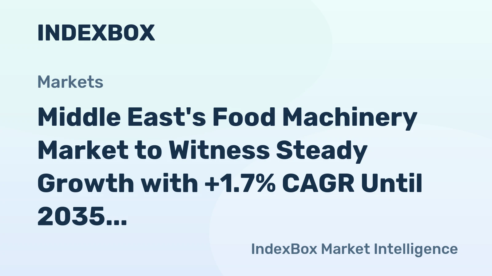 Middle East's Food Machinery Market to Witness Steady Growth with +1.7% CAGR Until 2035