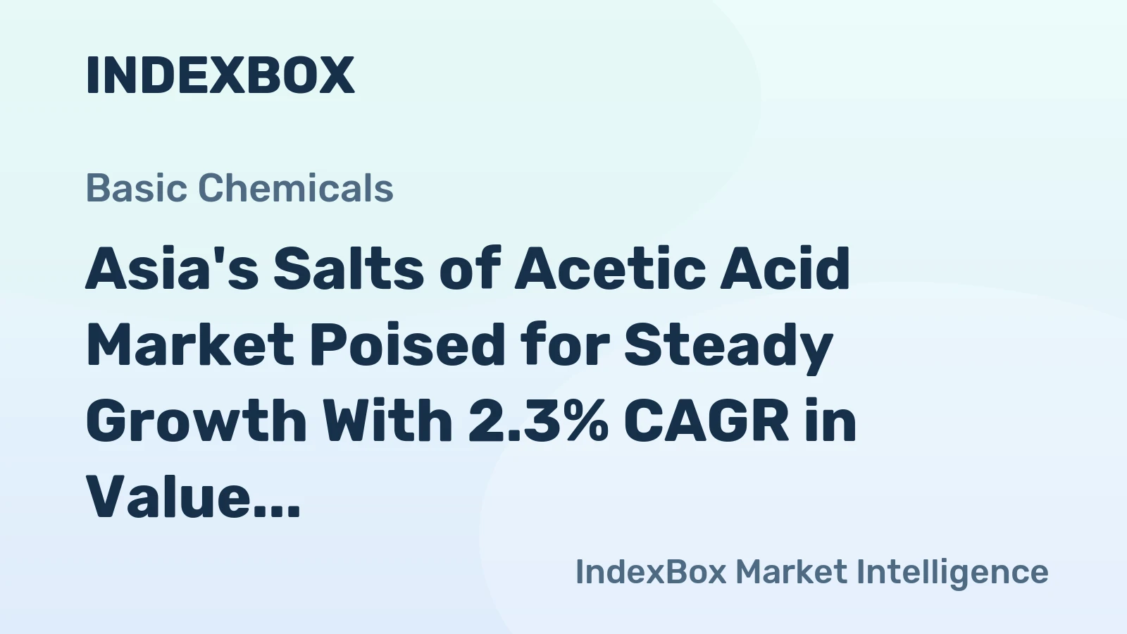 Asia's Salts of Acetic Acid Market Poised for Steady Growth With 2.3% CAGR in Value