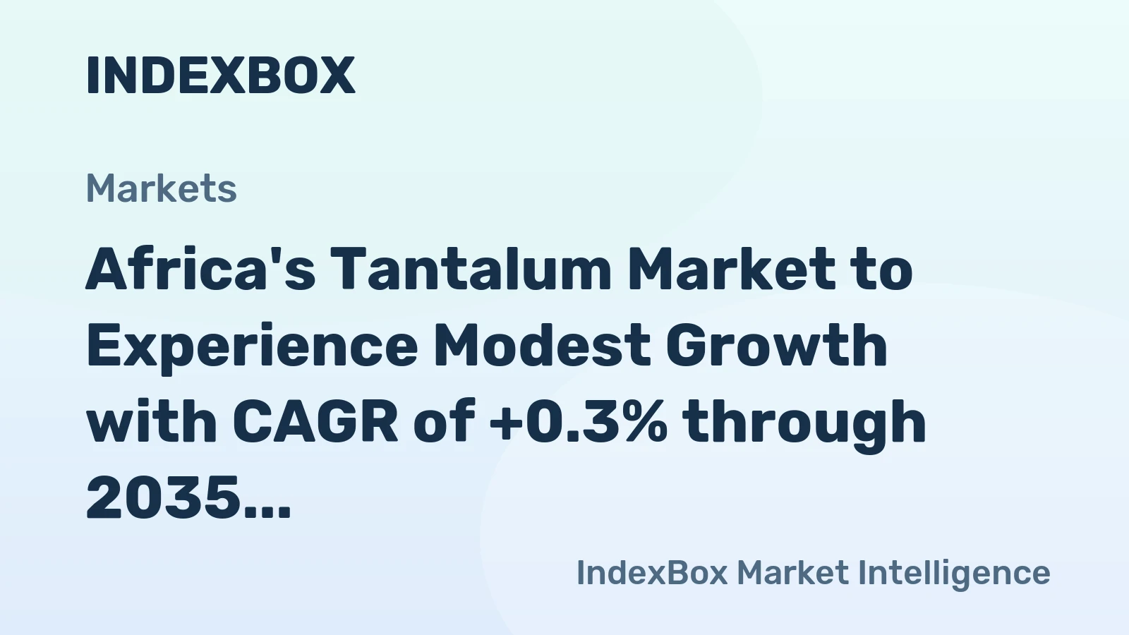Africa's Tantalum Market to Experience Modest Growth with CAGR of +0.3% through 2035