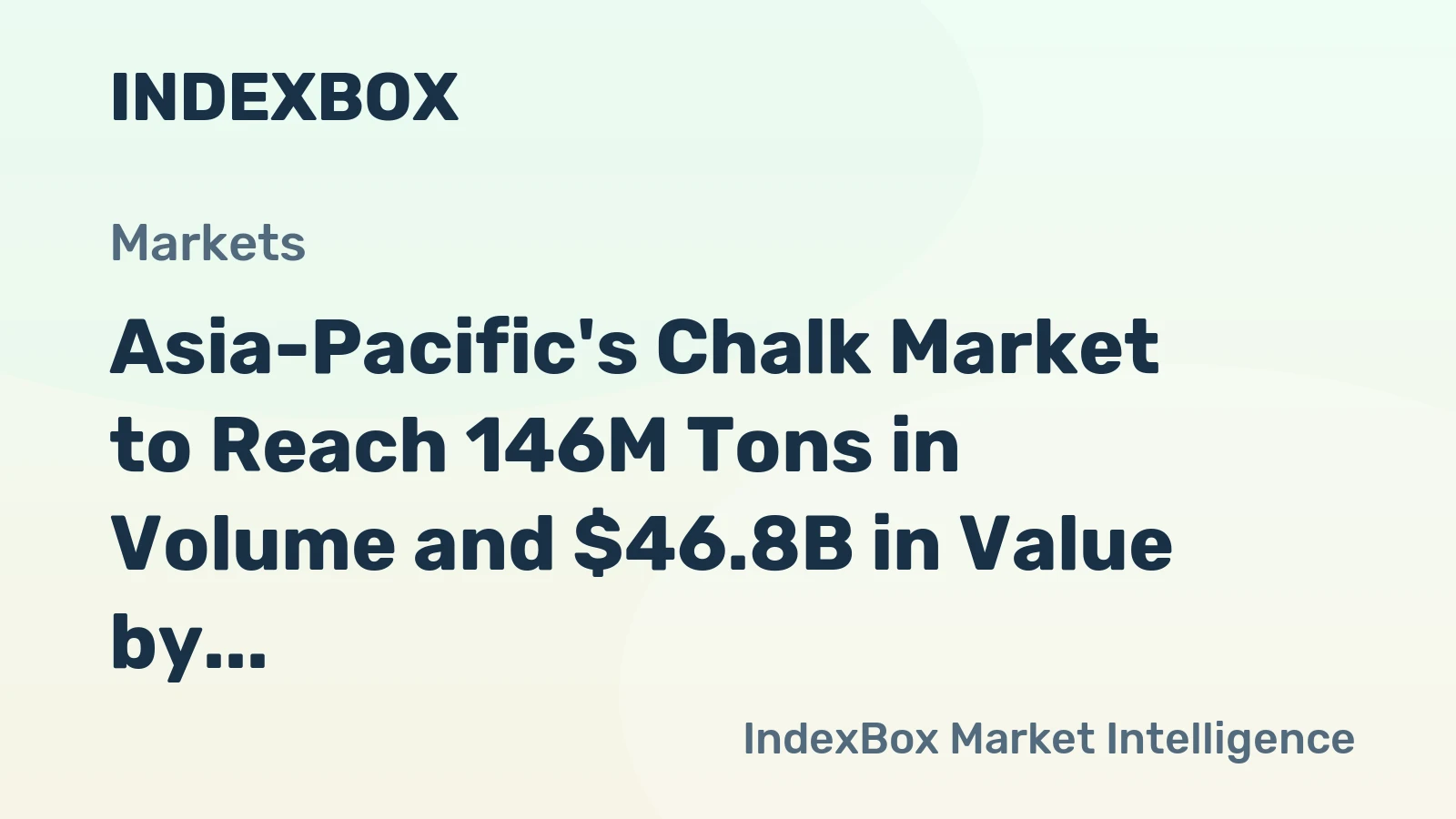 Asia-Pacific's Chalk Market to Reach 146M Tons in Volume and $46.8B in Value by 2035