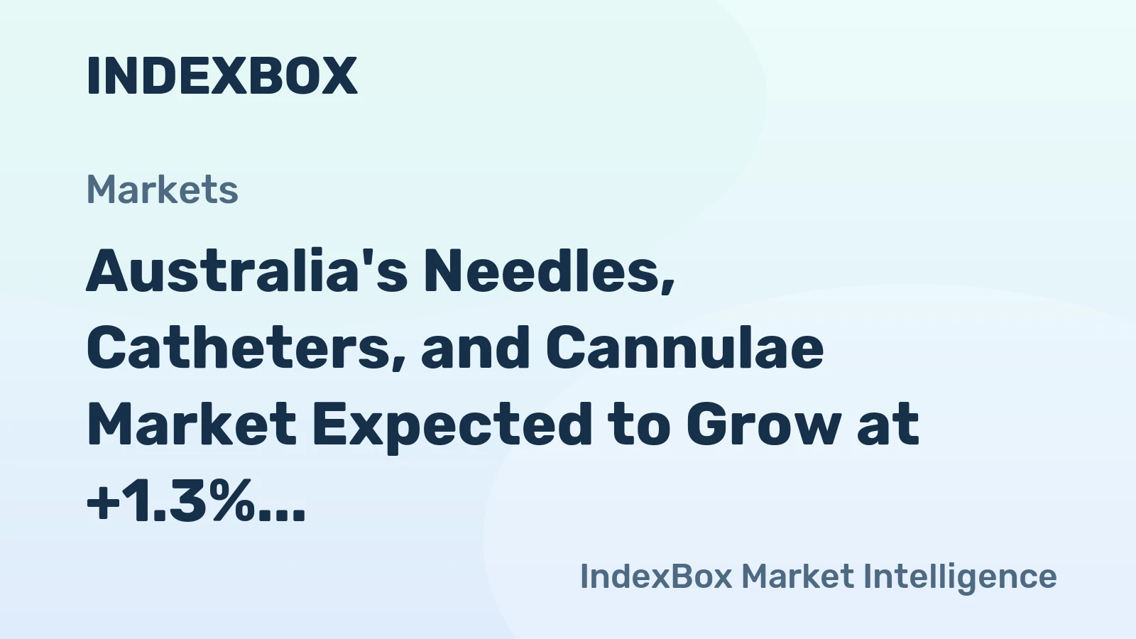 Australia's Needles, Catheters, and Cannulae Market Expected to Grow at +1.3% CAGR by 2035