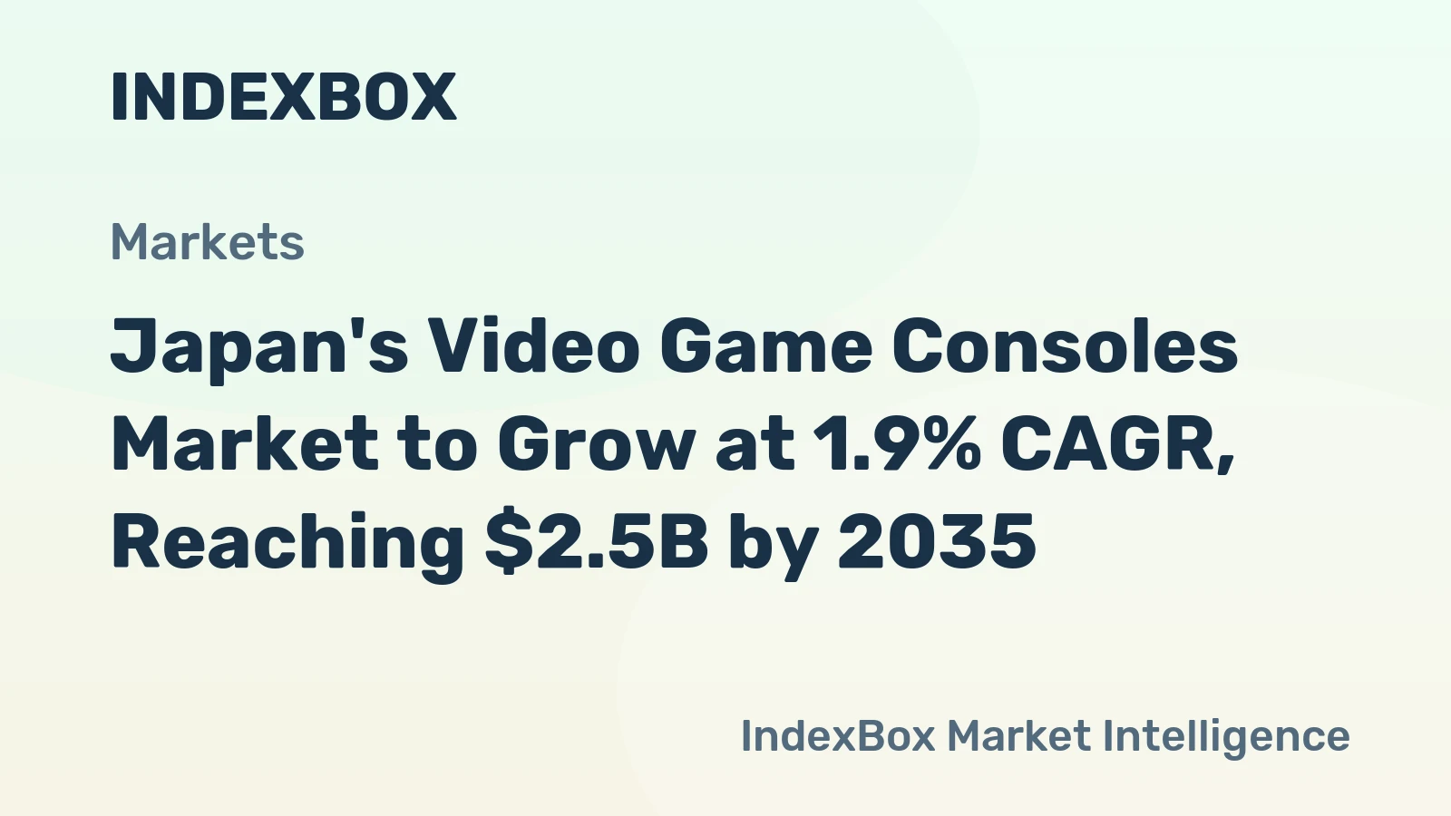 Japan's Video Game Consoles Market to Grow at 1.9% CAGR, Reaching $2.5B by 2035