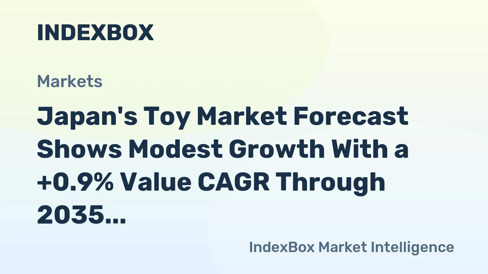 Japan's Toy Market Forecast Shows Modest Growth With a +0.9% Value CAGR Through 2035