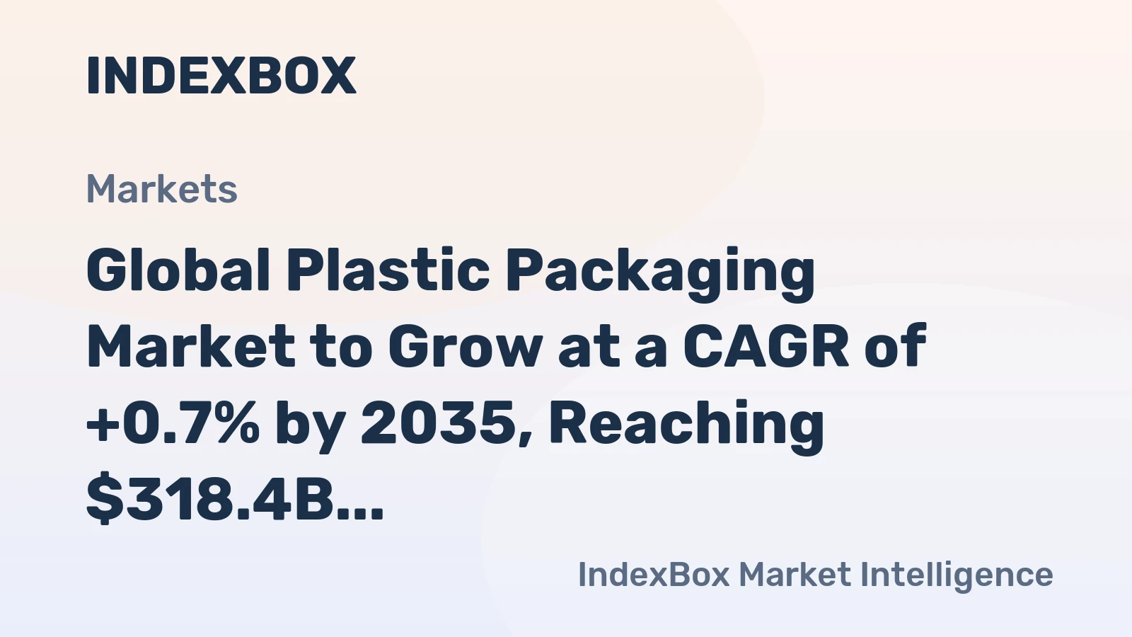 Global Plastic Packaging Market to Grow at a CAGR of +0.7% by 2035, Reaching $318.4B in Value