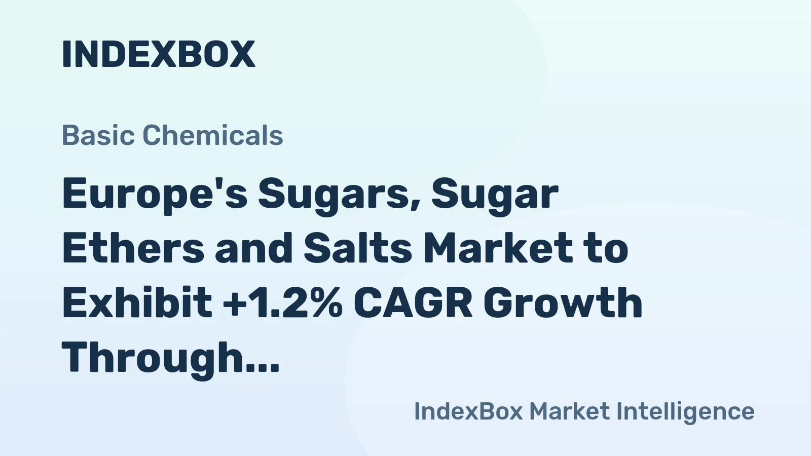 Europe's Sugars, Sugar Ethers and Salts Market to Exhibit +1.2% CAGR Growth Through 2035