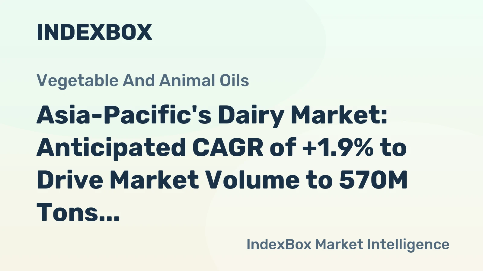 Asia-Pacific's Dairy Market: Anticipated CAGR of +1.9% to Drive Market Volume to 570M Tons by 2035