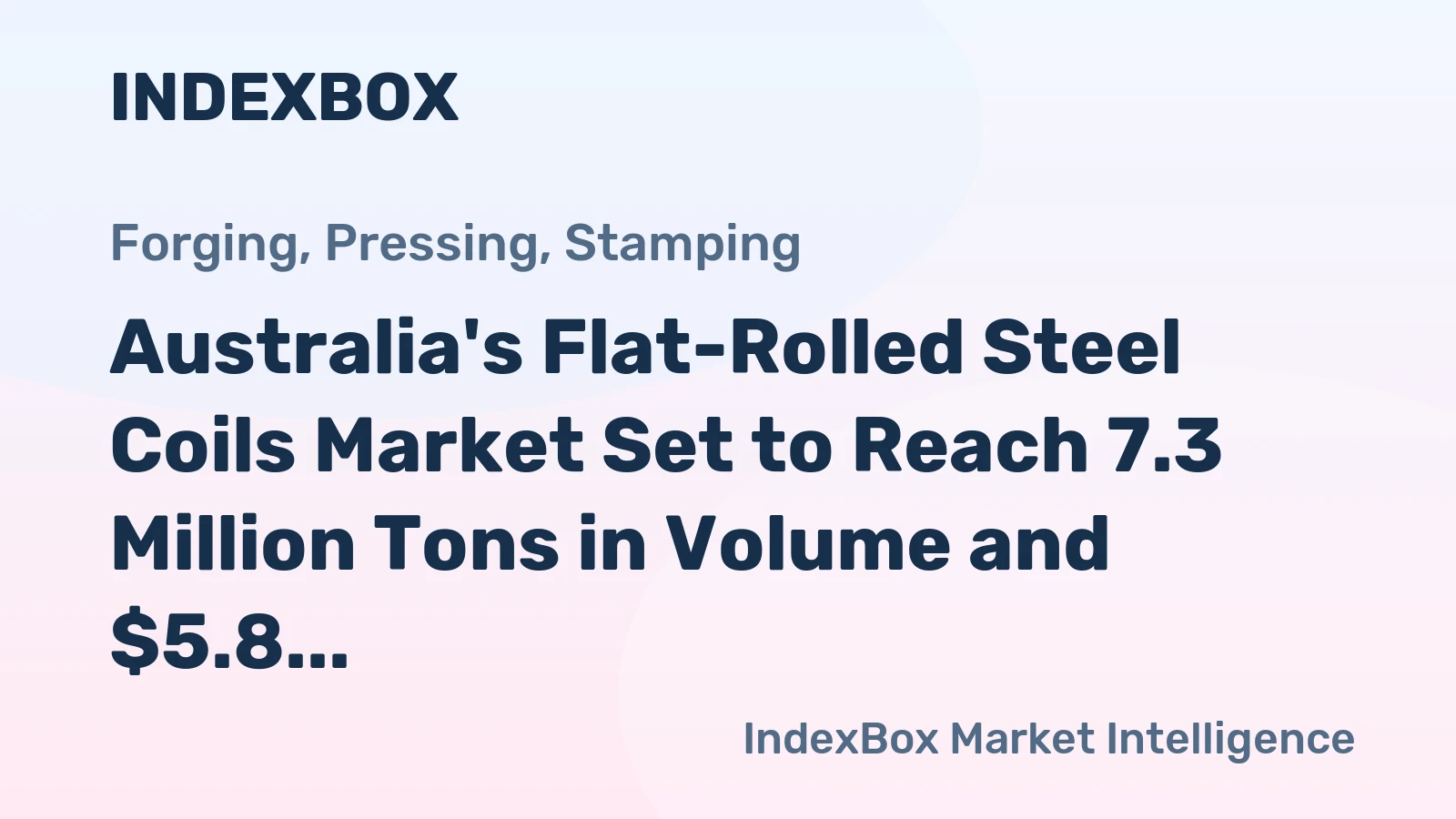 Australia's Flat-Rolled Steel Coils Market Set to Reach 7.3 Million Tons in Volume and $5.8 Billion in Value
