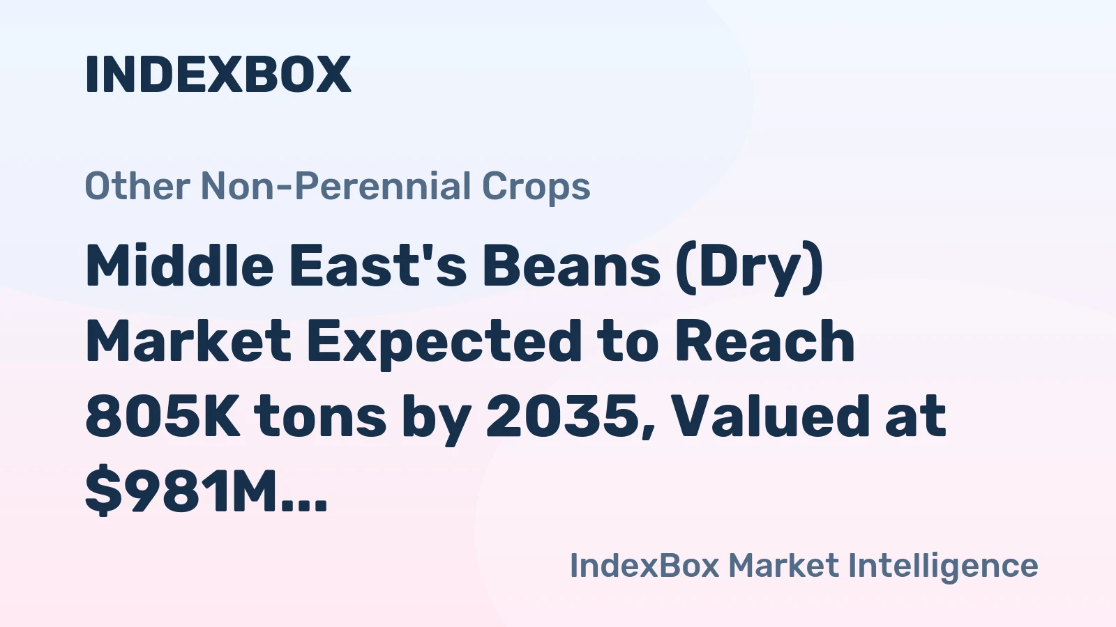 Middle East's Beans (Dry) Market Expected to Reach 805K tons by 2035, Valued at $981M