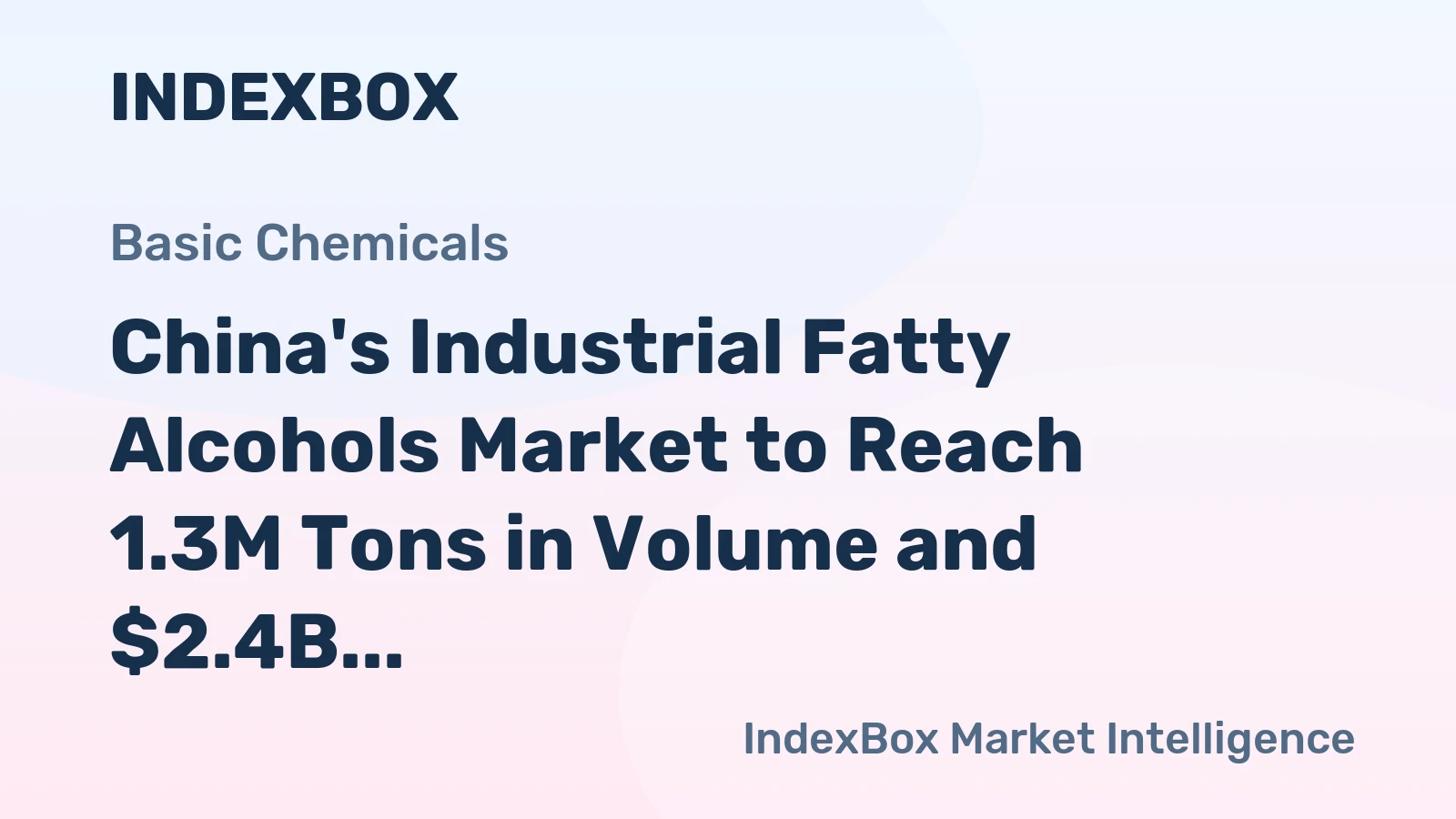 China's Industrial Fatty Alcohols Market to Reach 1.3M Tons in Volume and $2.4B in Value by 2035