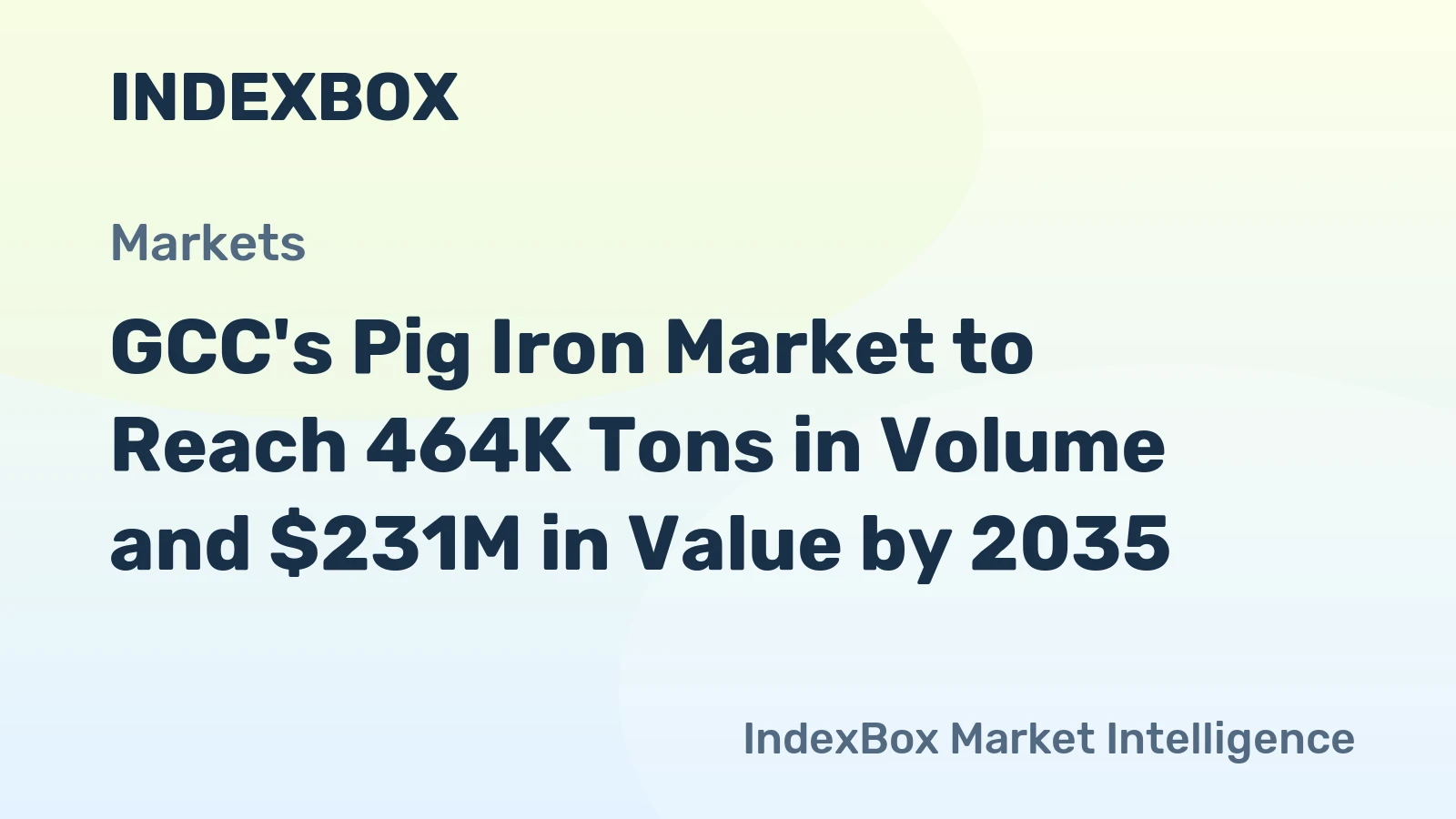 GCC's Pig Iron Market to Reach 464K Tons in Volume and $231M in Value by 2035