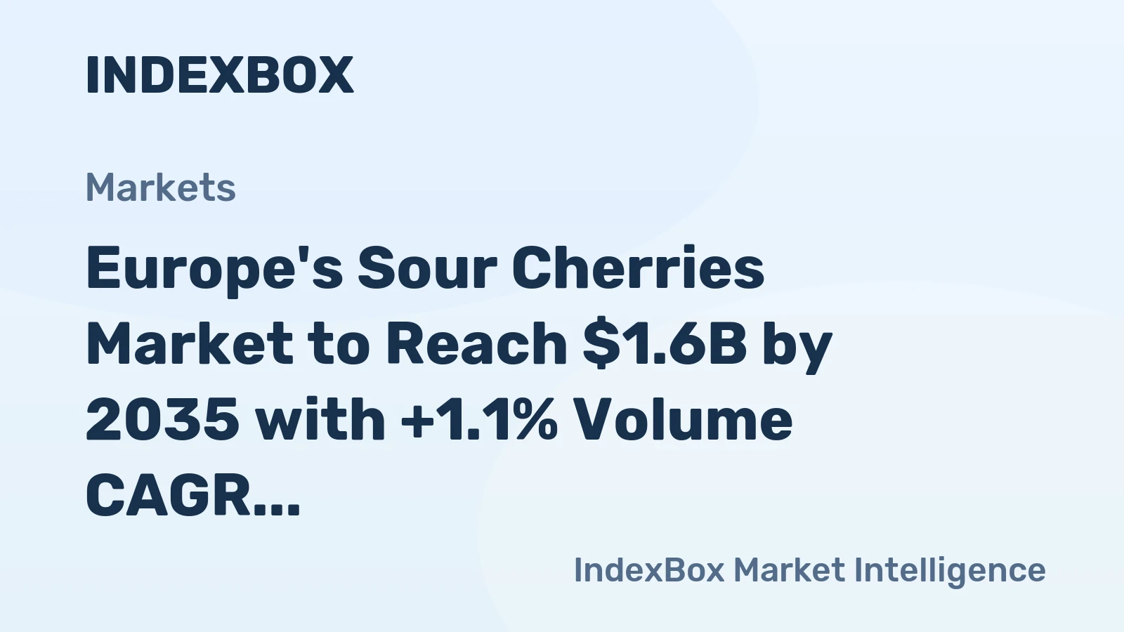 Europe's Sour Cherries Market to Reach $1.6B by 2035 with +1.1% Volume CAGR