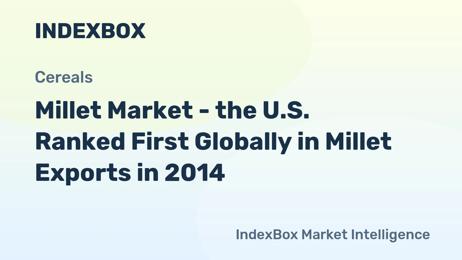 Millet Market - the U.S. Ranked First Globally in Millet Exports in 2014