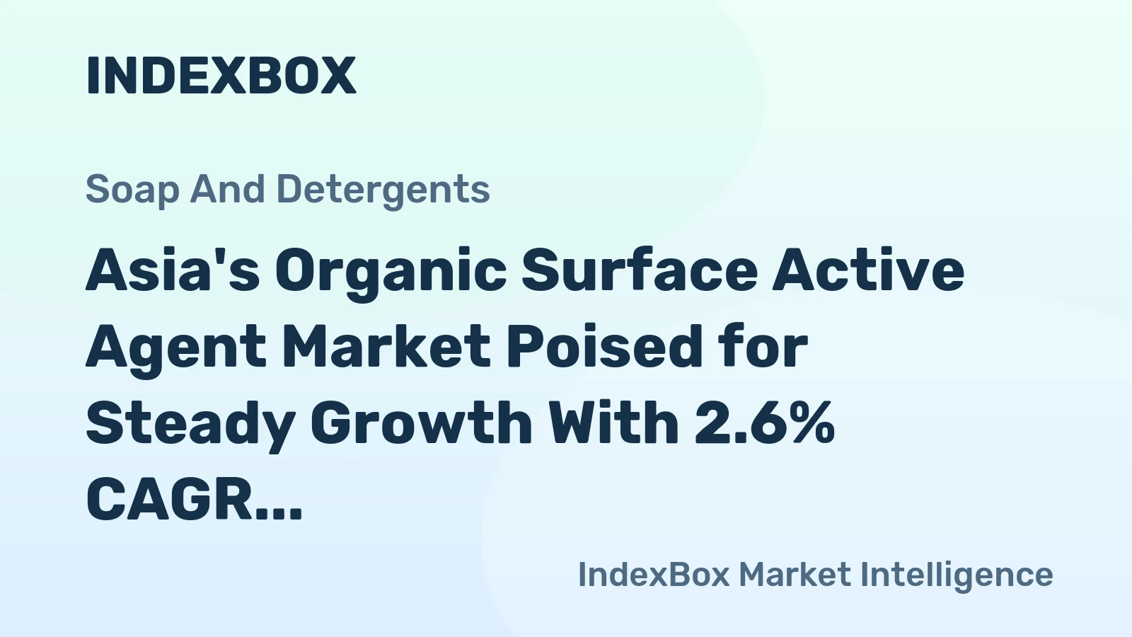 Asia's Organic Surface Active Agent Market Poised for Steady Growth With 2.6% CAGR Through 2035