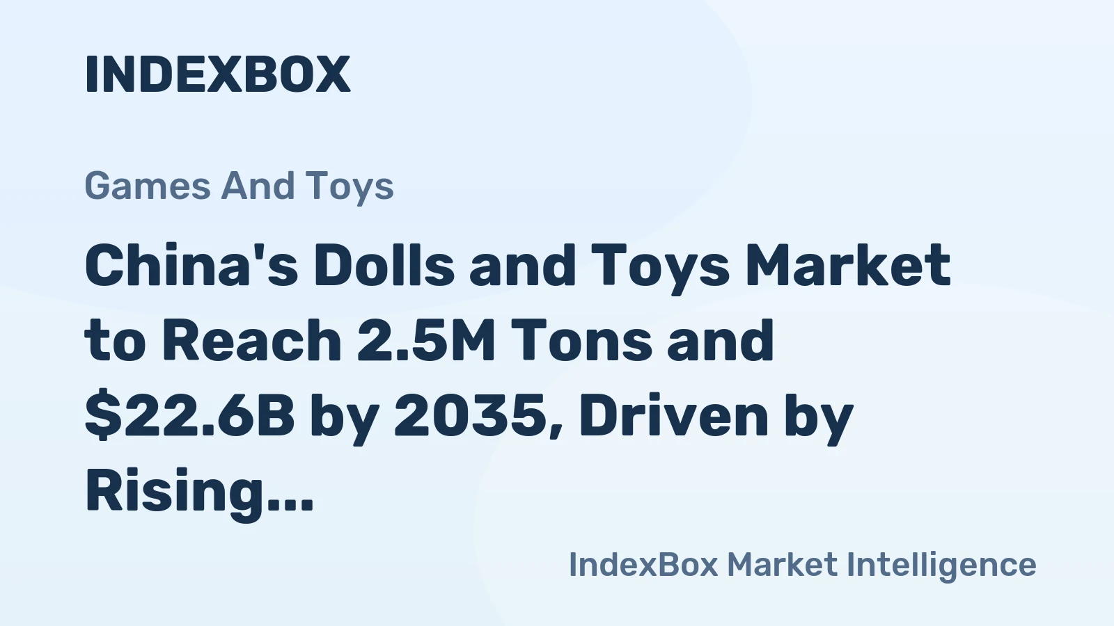 China's Dolls and Toys Market to Reach 2.5M Tons and $22.6B by 2035, Driven by Rising Demand