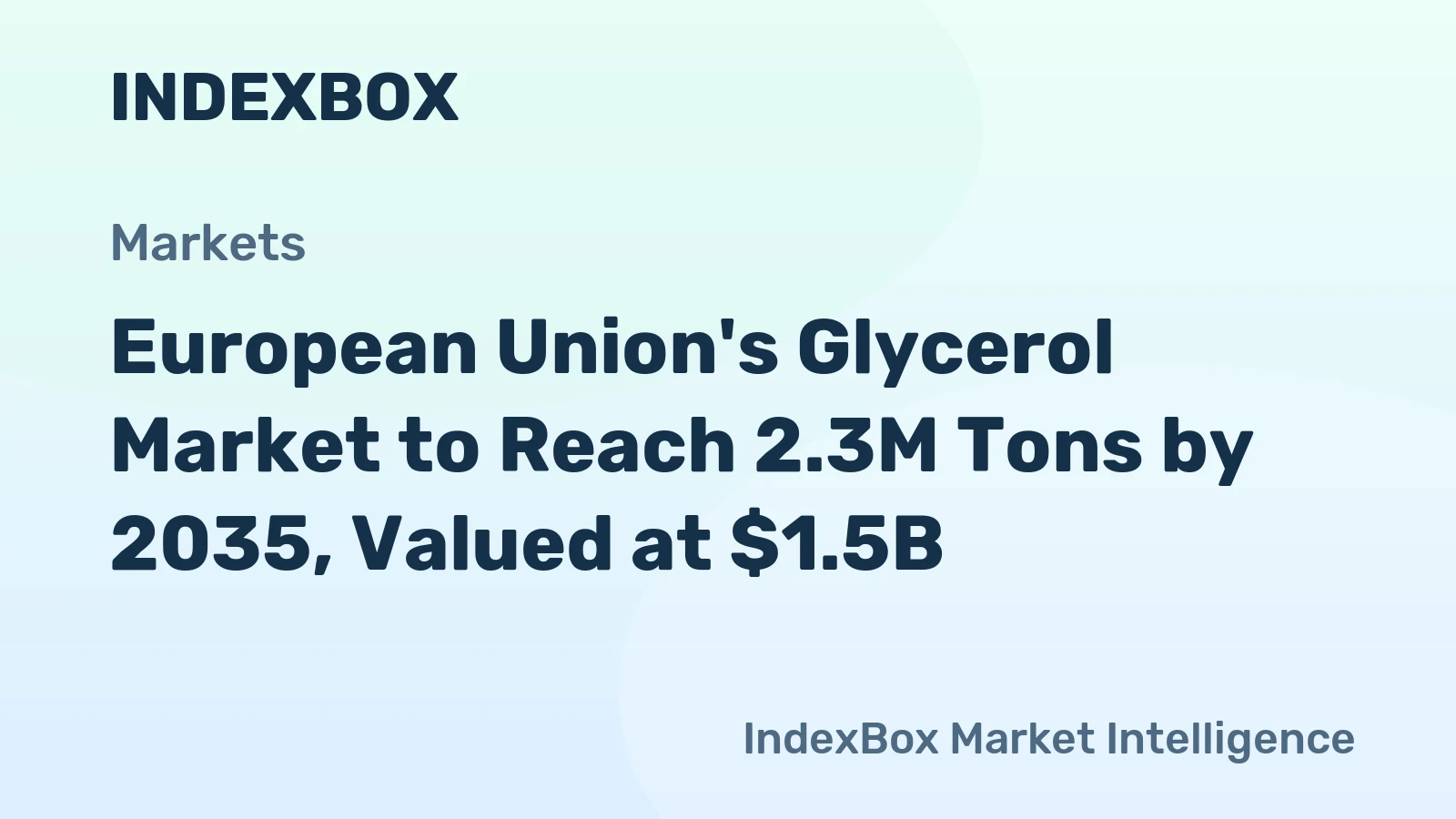 European Union's Glycerol Market to Reach 2.3M Tons by 2035, Valued at $1.5B