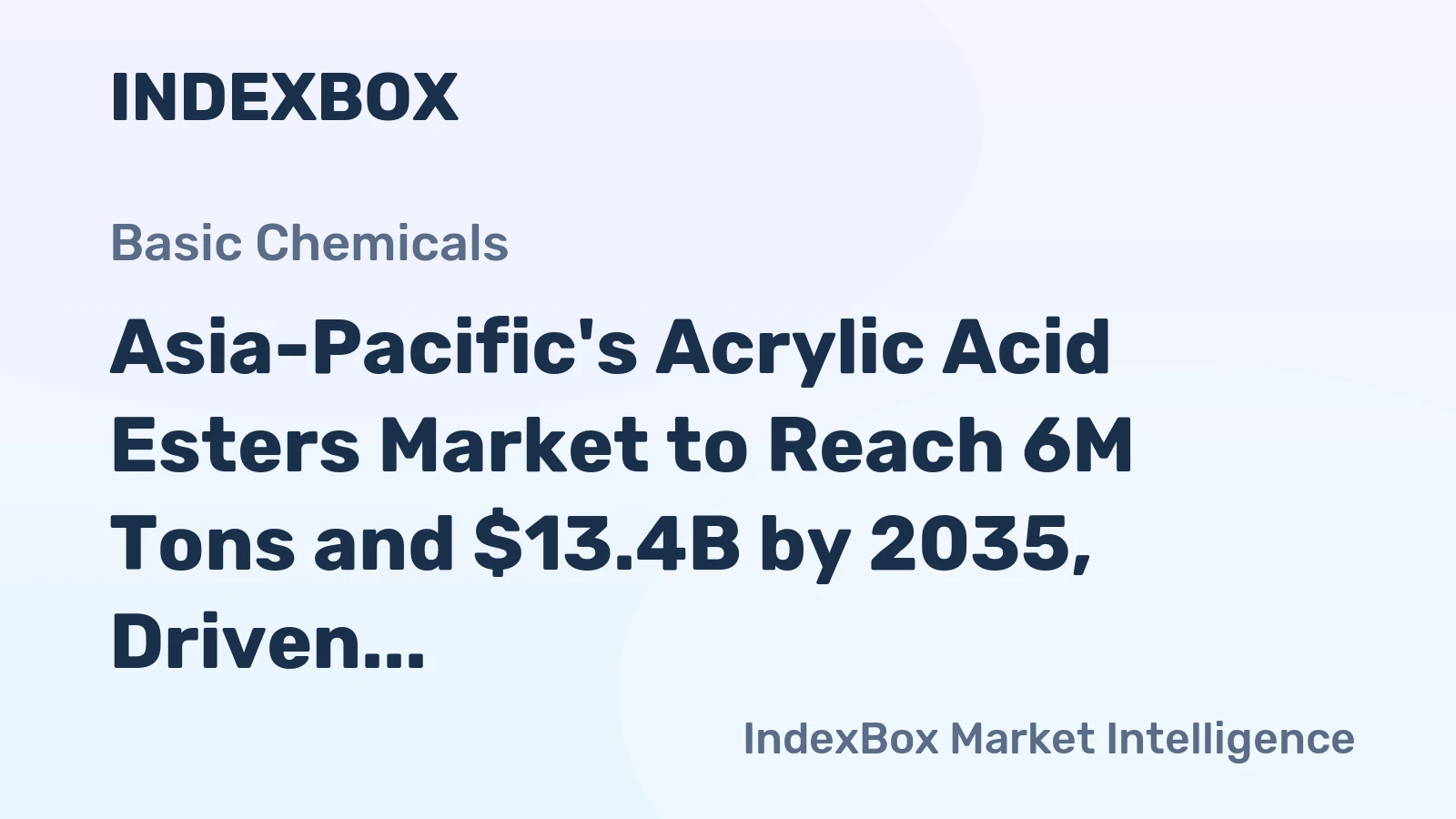Asia-Pacific's Acrylic Acid Esters Market to Reach 6M Tons and $13.4B by 2035, Driven by Increasing Demand