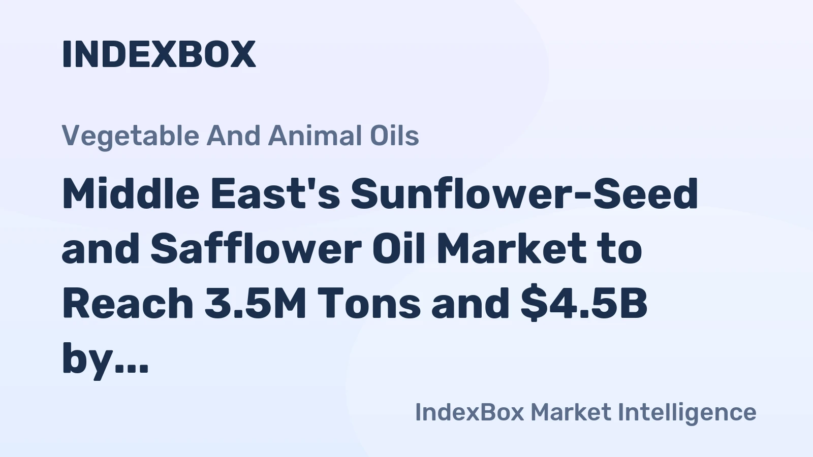Middle East's Sunflower-Seed and Safflower Oil Market to Reach 3.5M Tons and $4.5B by 2035, Driven by Increasing Demand