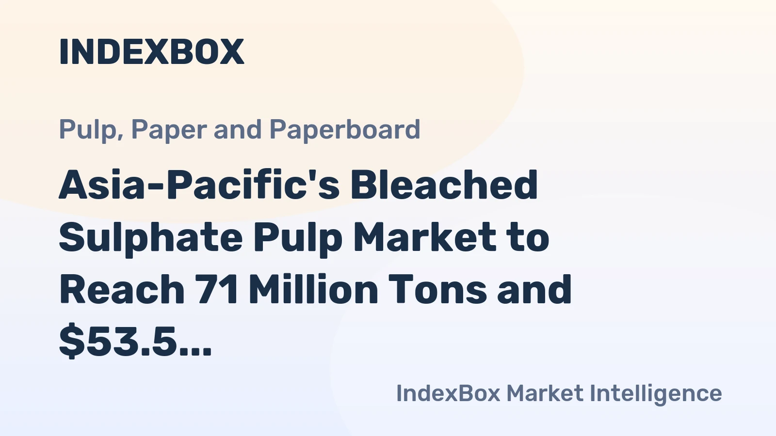Asia-Pacific's Bleached Sulphate Pulp Market to Reach 71 Million Tons and $53.5 Billion by 2035