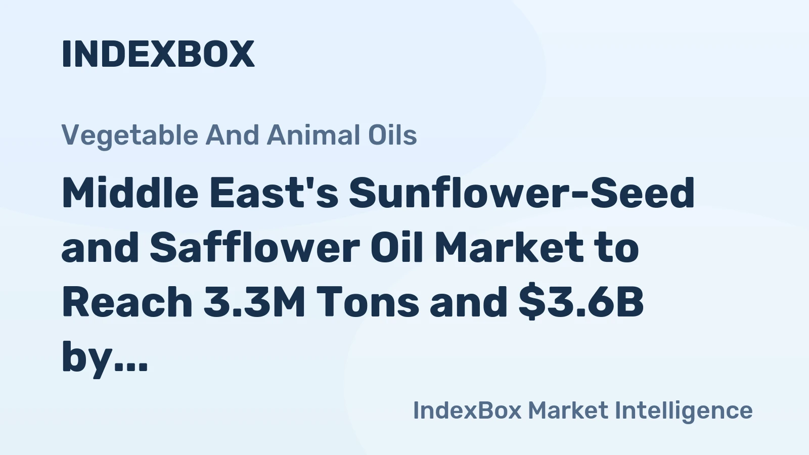 Middle East's Sunflower-Seed and Safflower Oil Market to Reach 3.3M Tons and $3.6B by 2035
