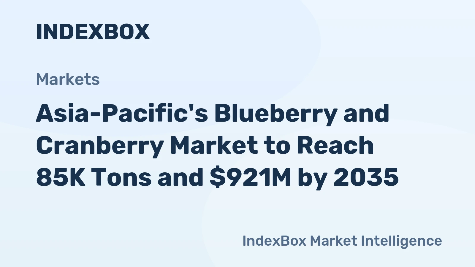 Asia-Pacific's Blueberry and Cranberry Market to Reach 85K Tons and $921M by 2035
