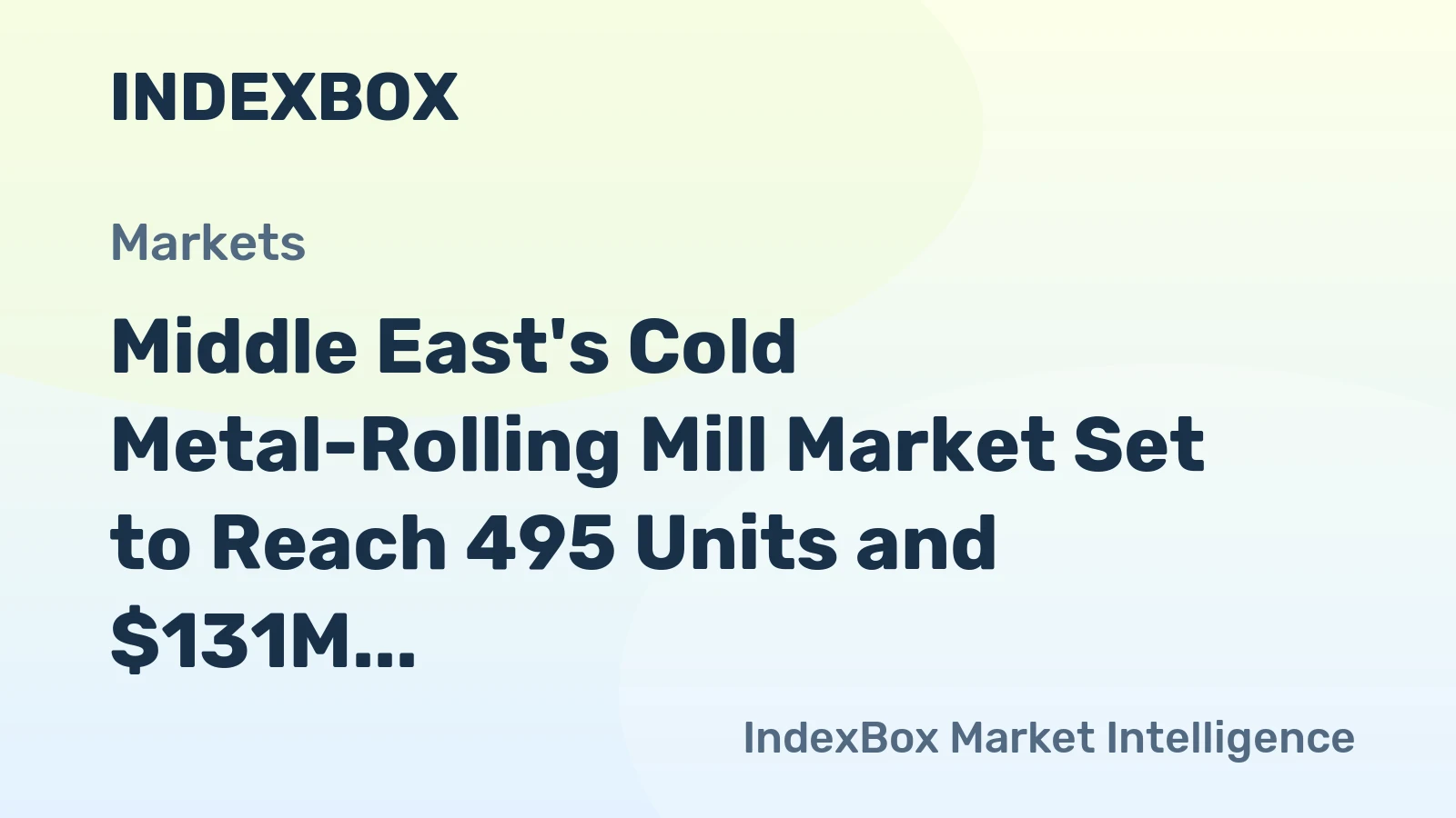 Middle East's Cold Metal-Rolling Mill Market Set to Reach 495 Units and $131M by 2035