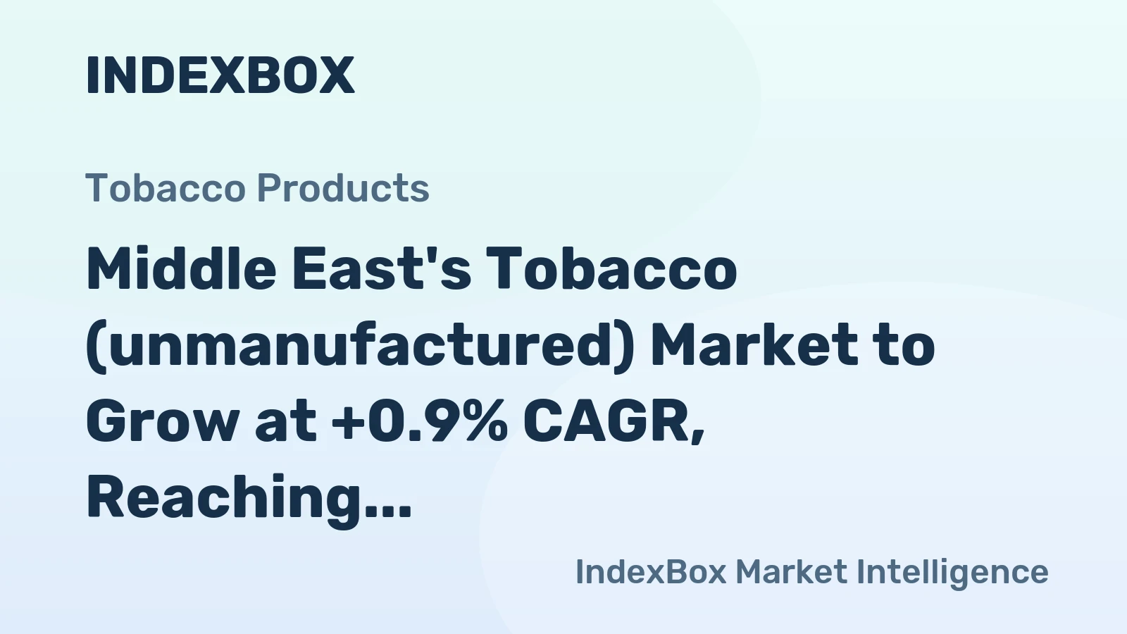 Middle East's Tobacco (unmanufactured) Market to Grow at +0.9% CAGR, Reaching 381K Tons by 2035