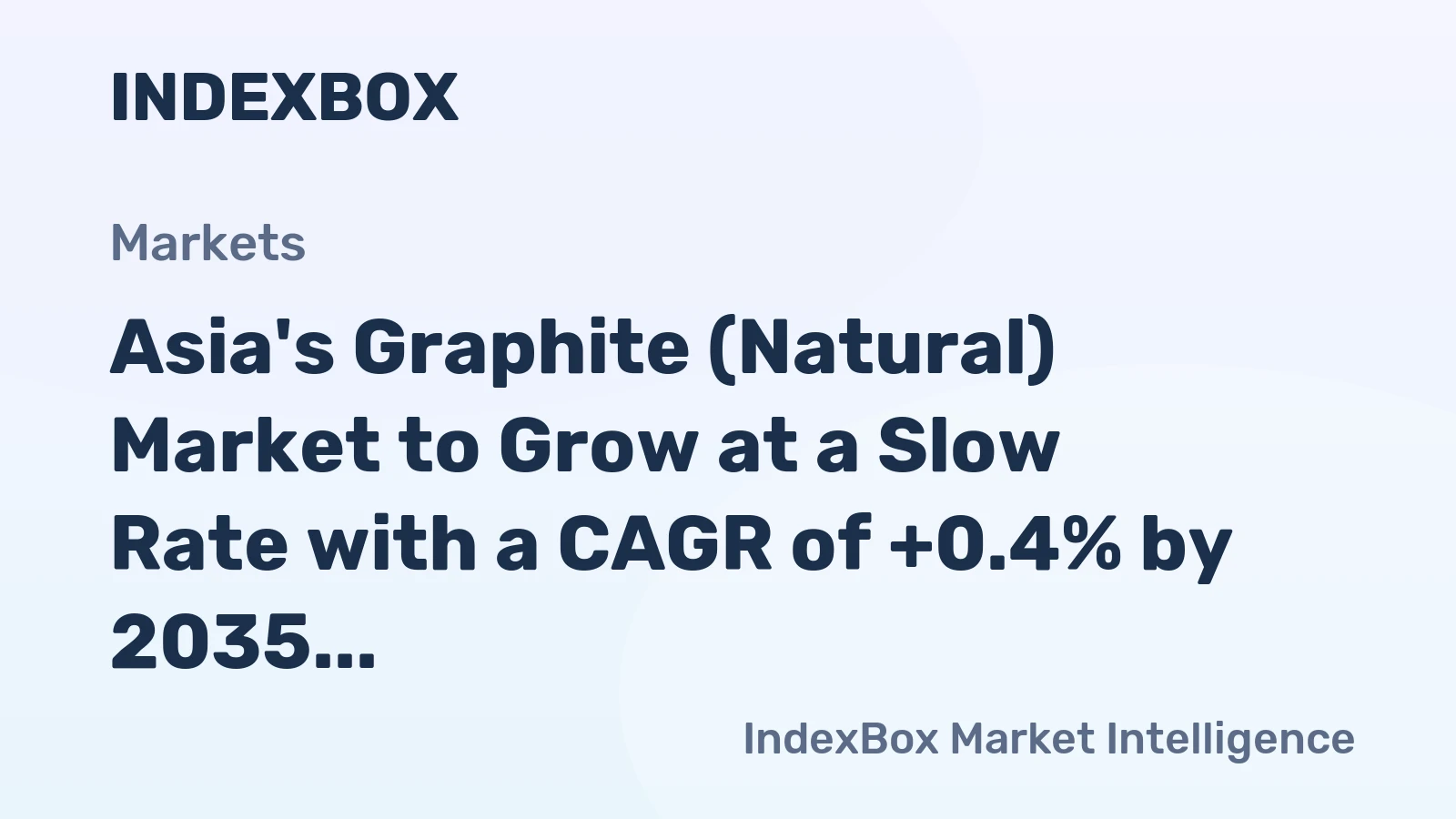 Asia's Graphite (Natural) Market to Grow at a Slow Rate with a CAGR of +0.4% by 2035