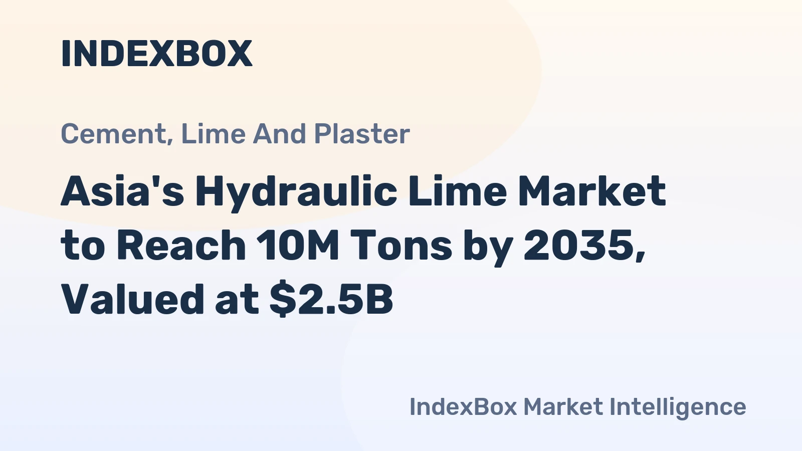 Asia's Hydraulic Lime Market to Reach 10M Tons by 2035, Valued at $2.5B