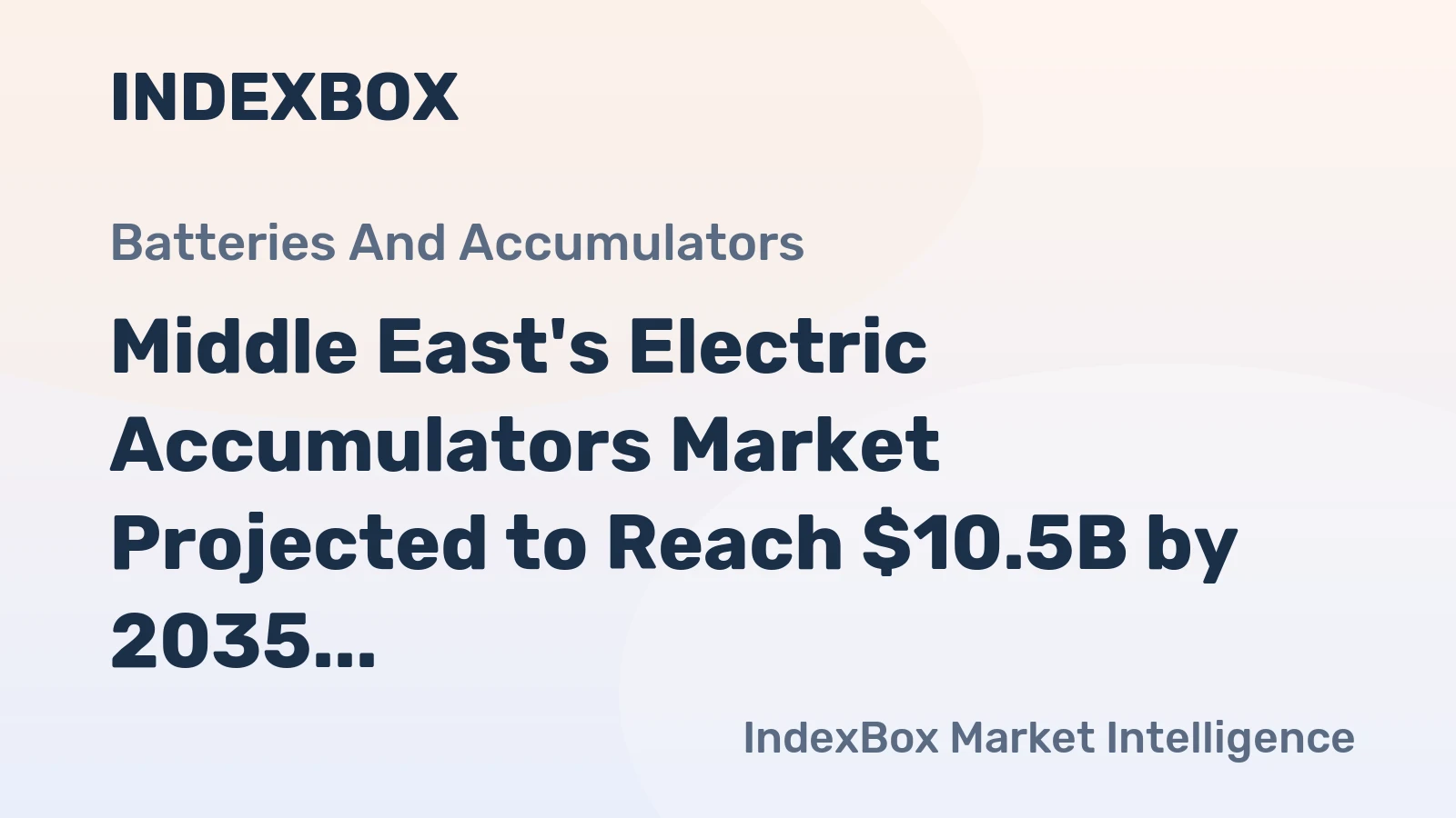 Middle East's Electric Accumulators Market Projected to Reach $10.5B by 2035 with +2.0% CAGR