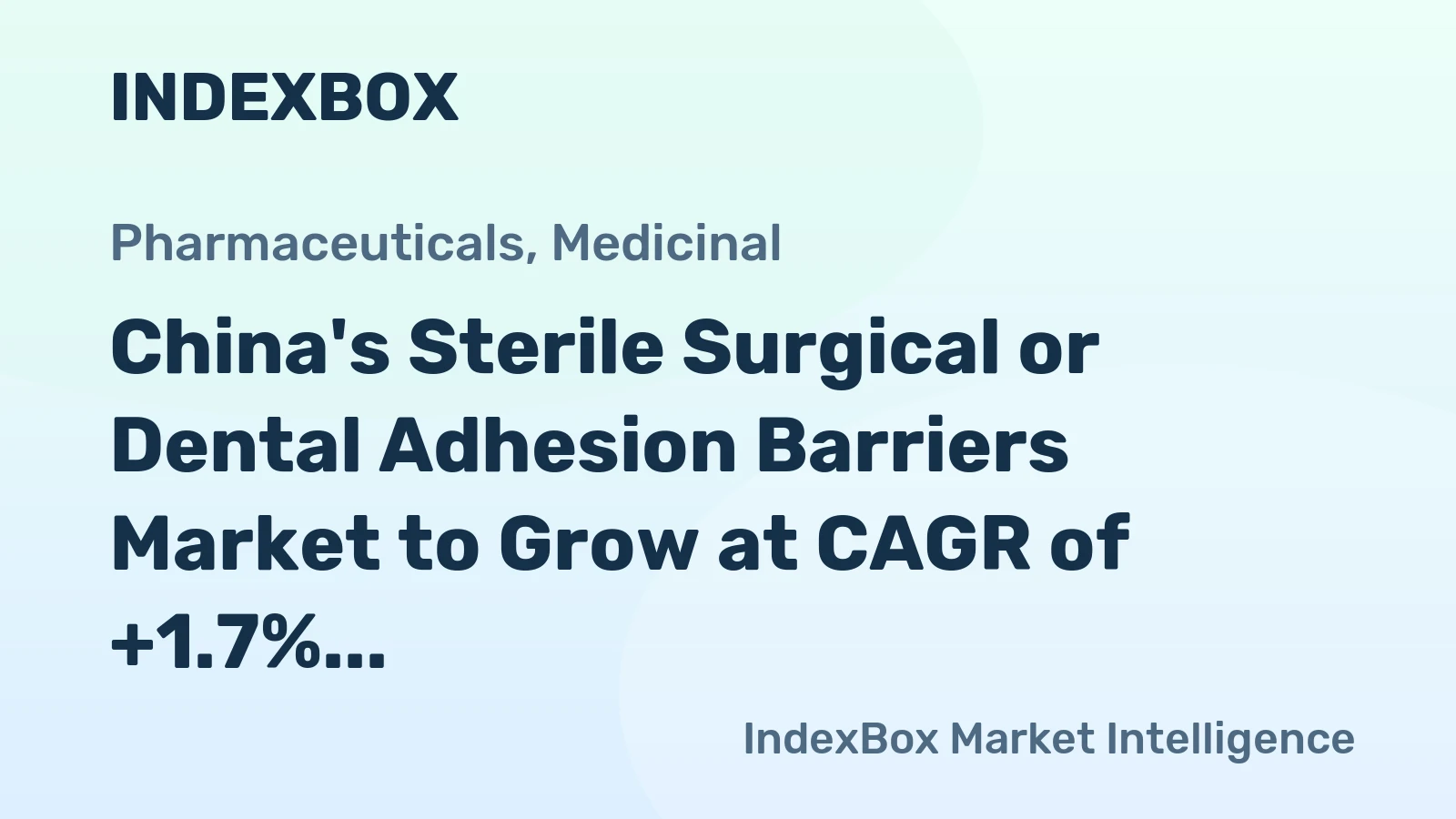 China's Sterile Surgical or Dental Adhesion Barriers Market to Grow at CAGR of +1.7% Reaching $1.4B by 2035