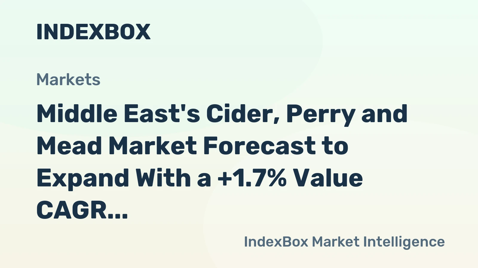 Middle East's Cider, Perry and Mead Market Forecast to Expand With a +1.7% Value CAGR Through 2035